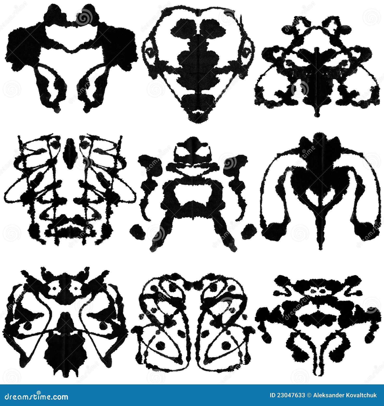 Nine Rorschach Test stock illustration. Illustration of human - 23047633