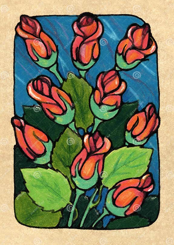 Nine of Roses stock illustration. Illustration of symbolic - 1513746