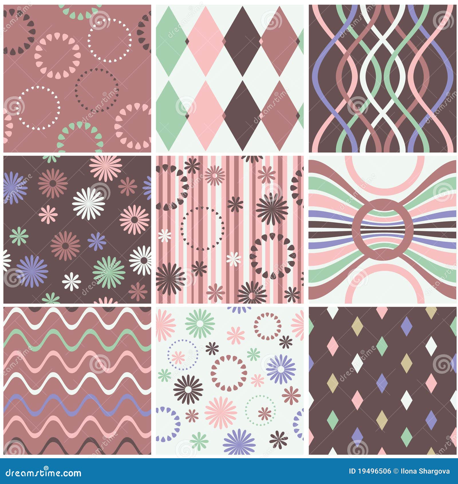 Nine seamless pattern stock vector. Illustration of stripe - 19496506