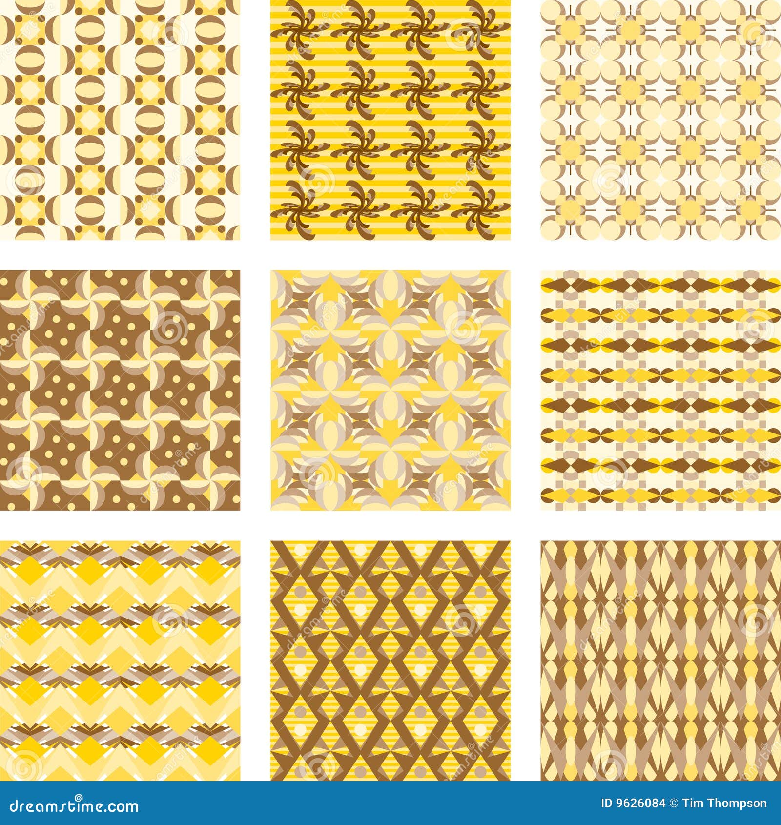 Nine seamless patterns stock vector. Illustration of circular - 9626084