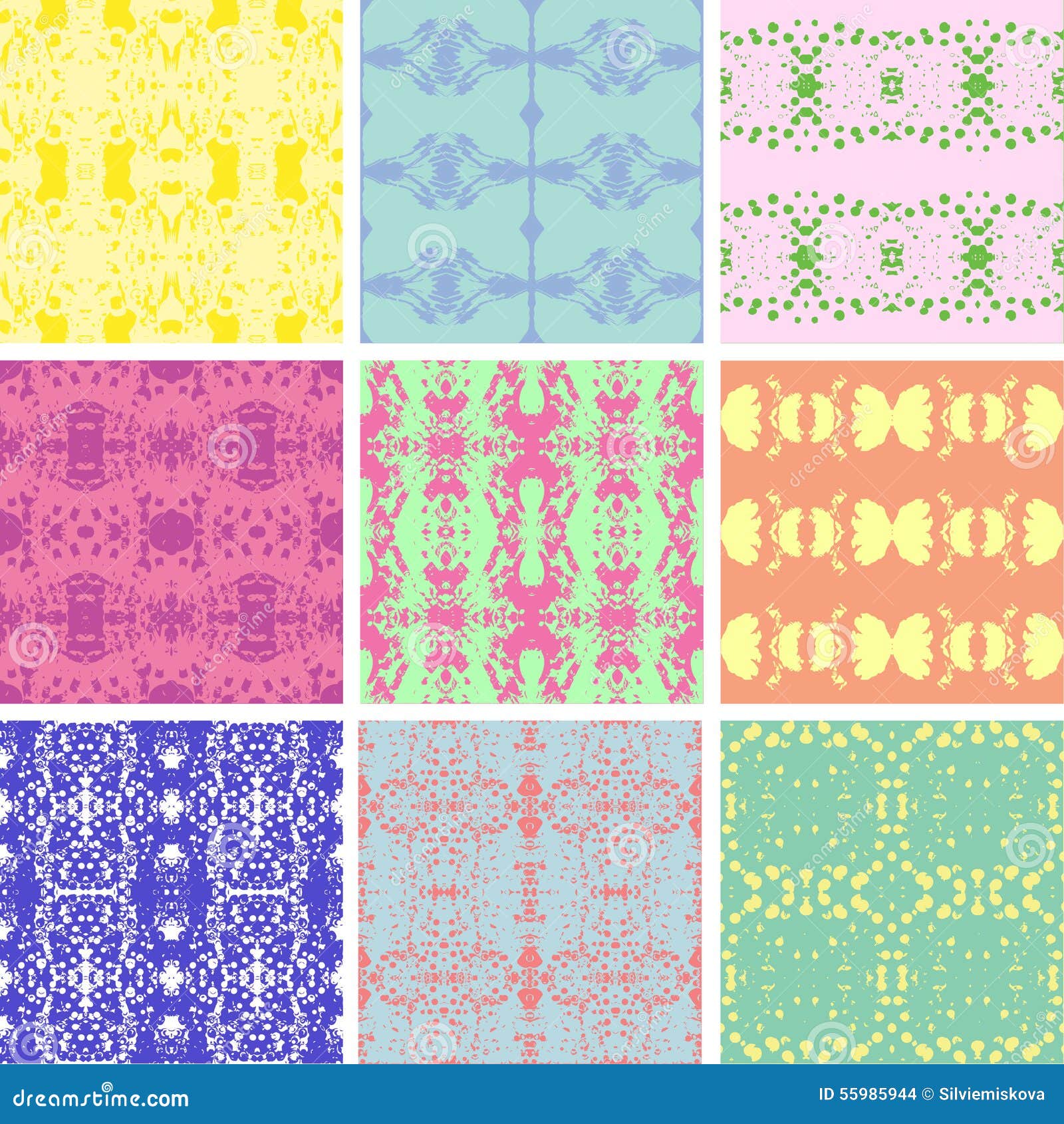 Nine seamless patterns stock vector. Illustration of collection - 55985944