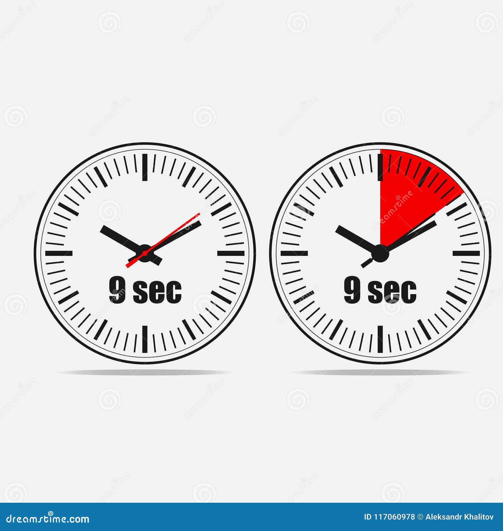Nine Seconds Clock stock vector. Illustration of alarm - 117060978