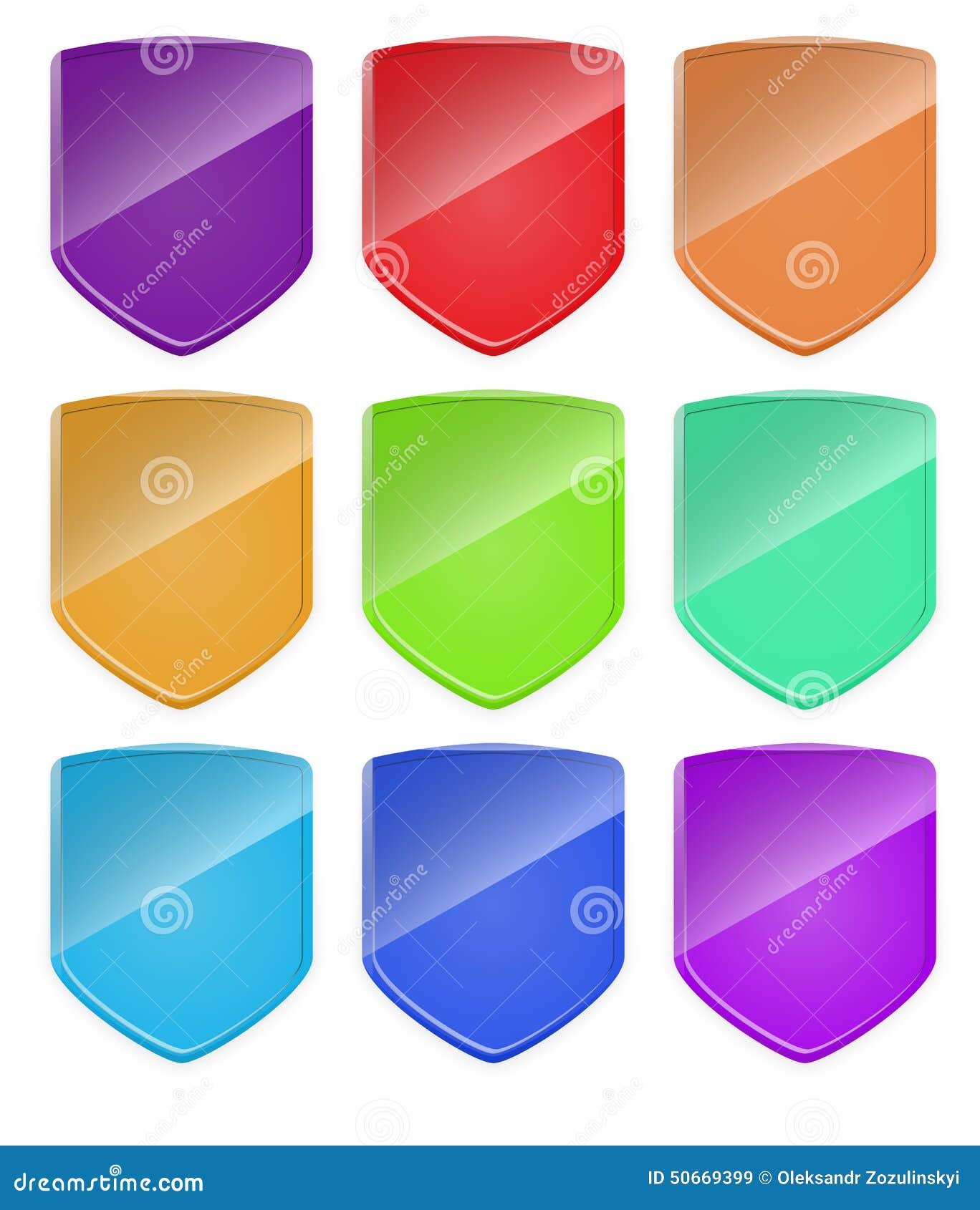 Nine Shields of Different Colors. Vector Stock Vector - Illustration of ...