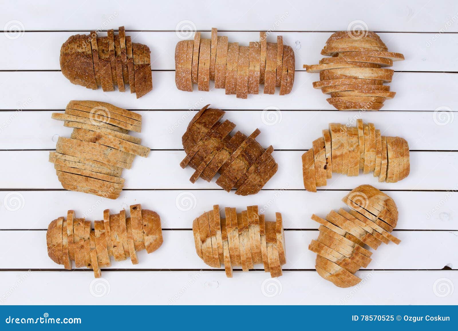 Nine Sliced Loaves of Various Breads Stock Image - Image of assorted ...