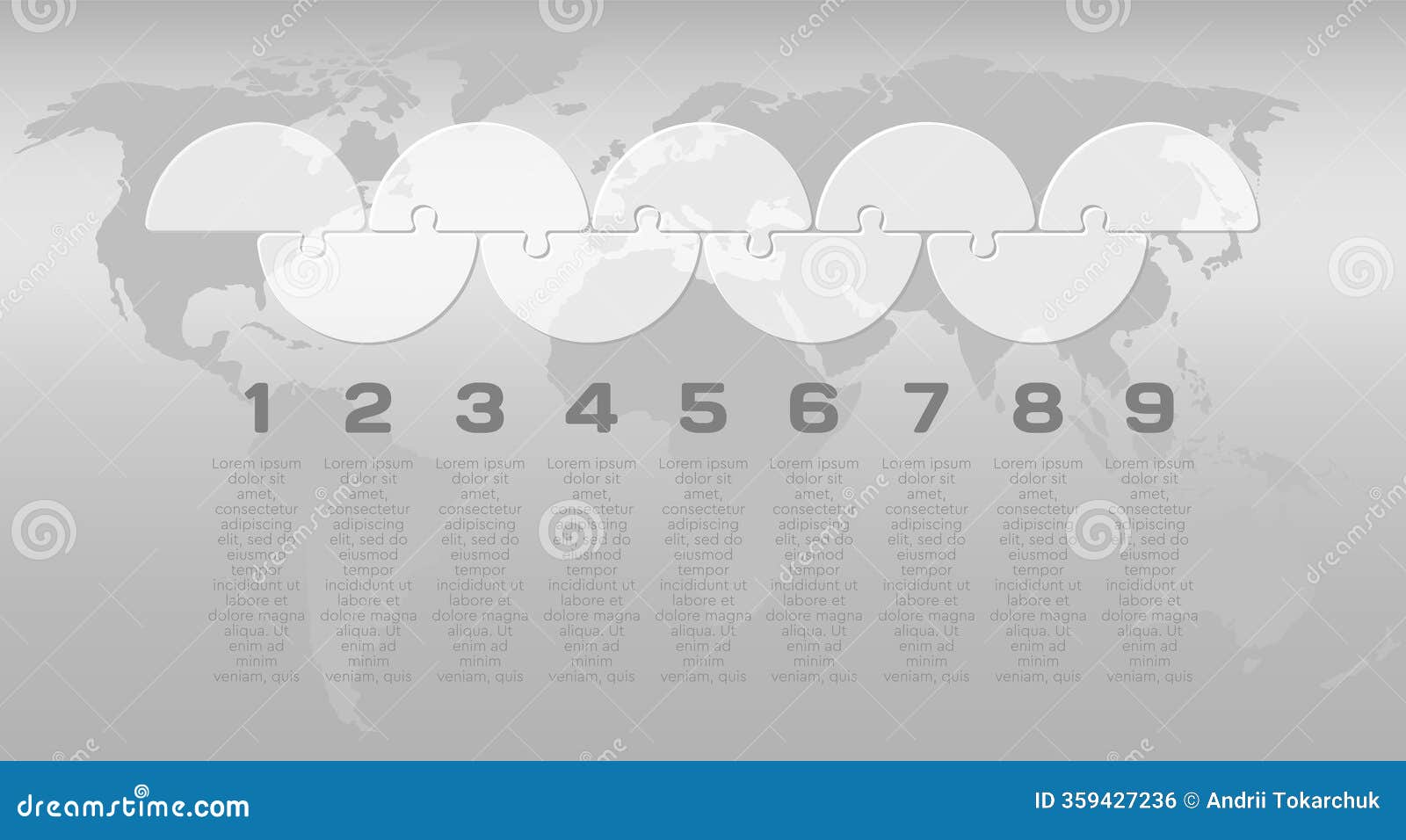 Nine Steps Line Infographic, Puzzle Diagram Stock Illustration ...
