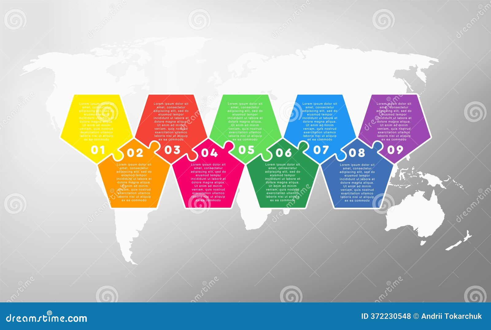 Nine Steps Timeline Or Milestone Infographic Chart. Cartoon Vector ...