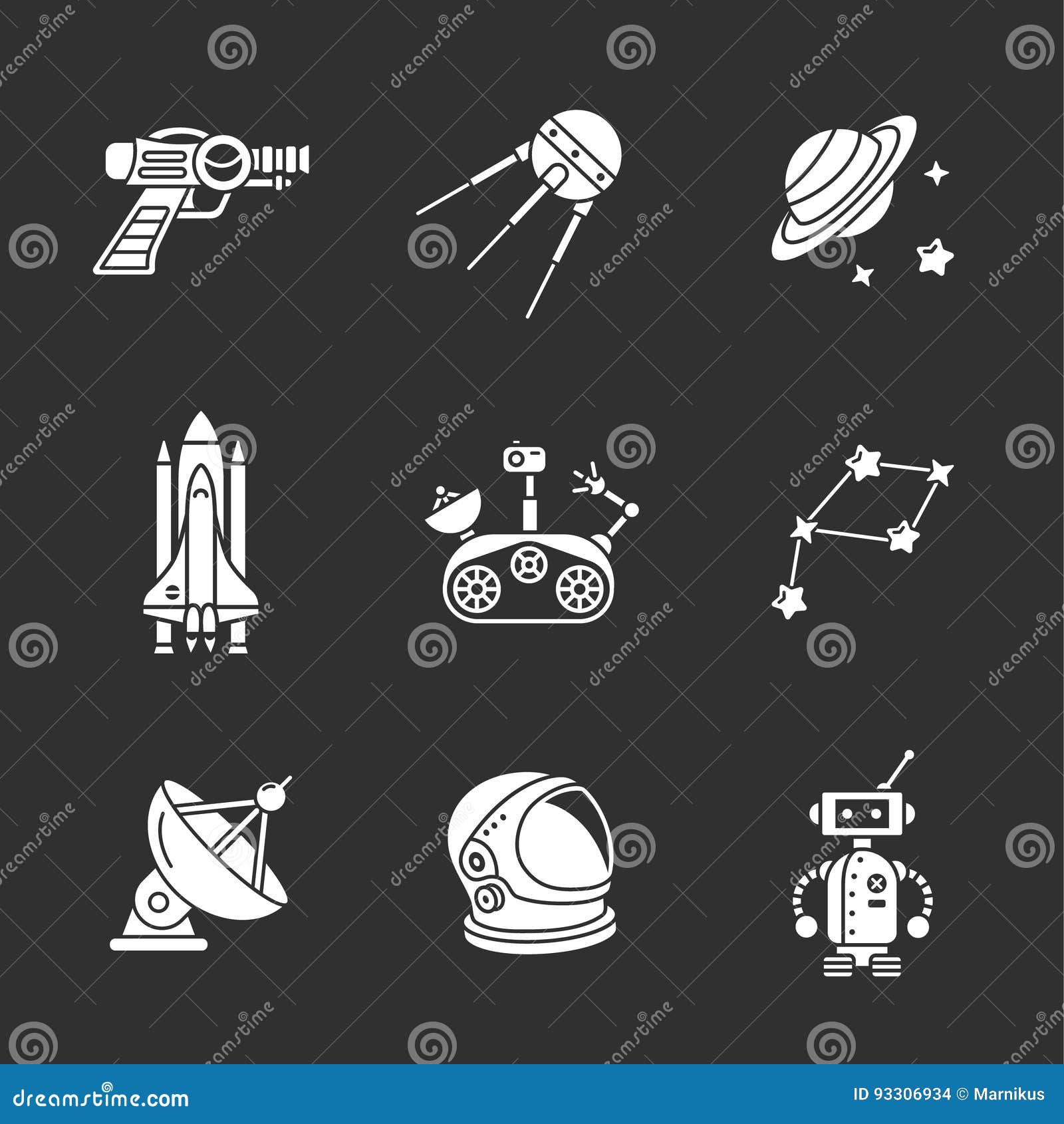 Nine stylish space icons stock vector. Illustration of blaster - 93306934