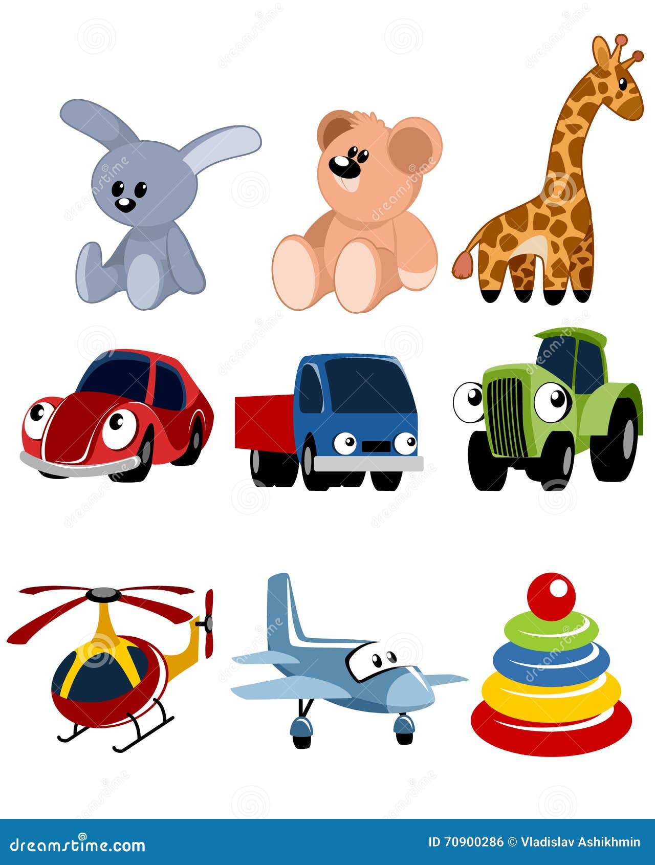 Nine toys set stock vector. Illustration of play, colorful - 70900286