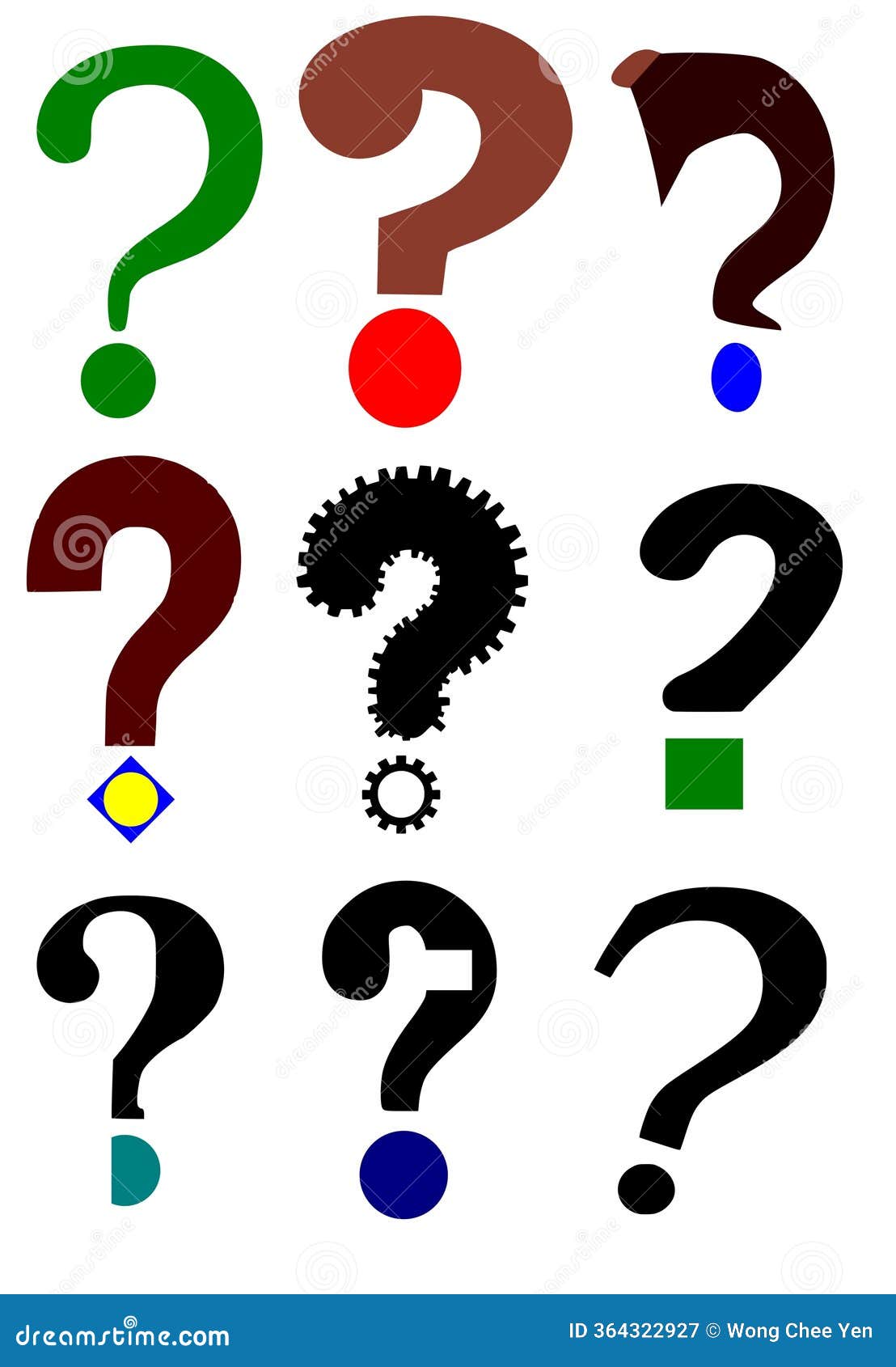 Nine Unique Question Mark Eps Vector Illustration On White Background ...