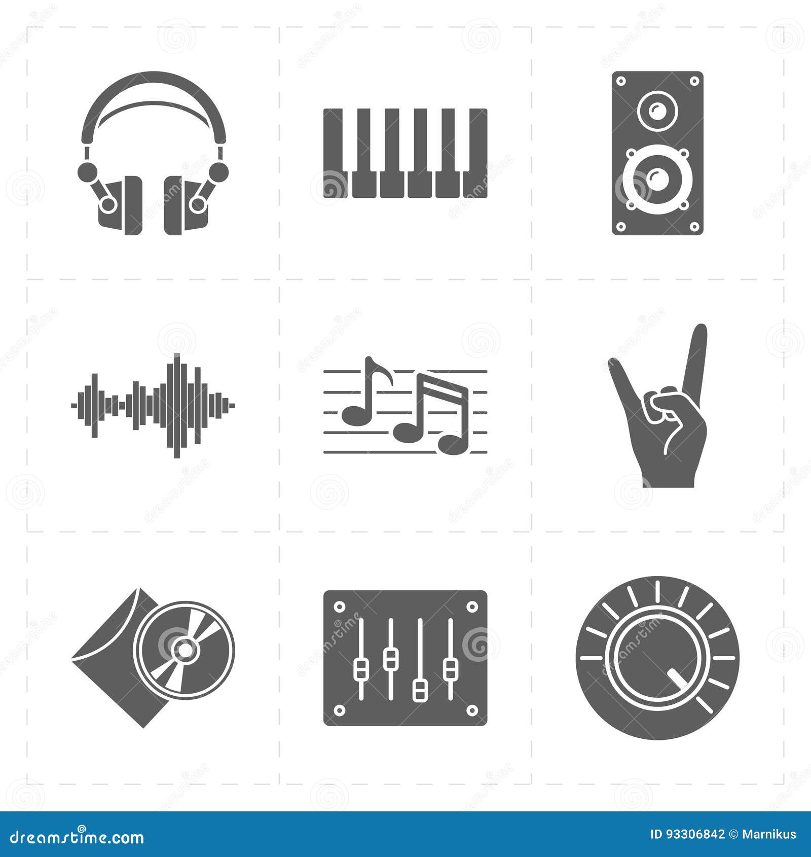 Nine Universal Flat Music Icons Stock Vector - Illustration of meloman ...