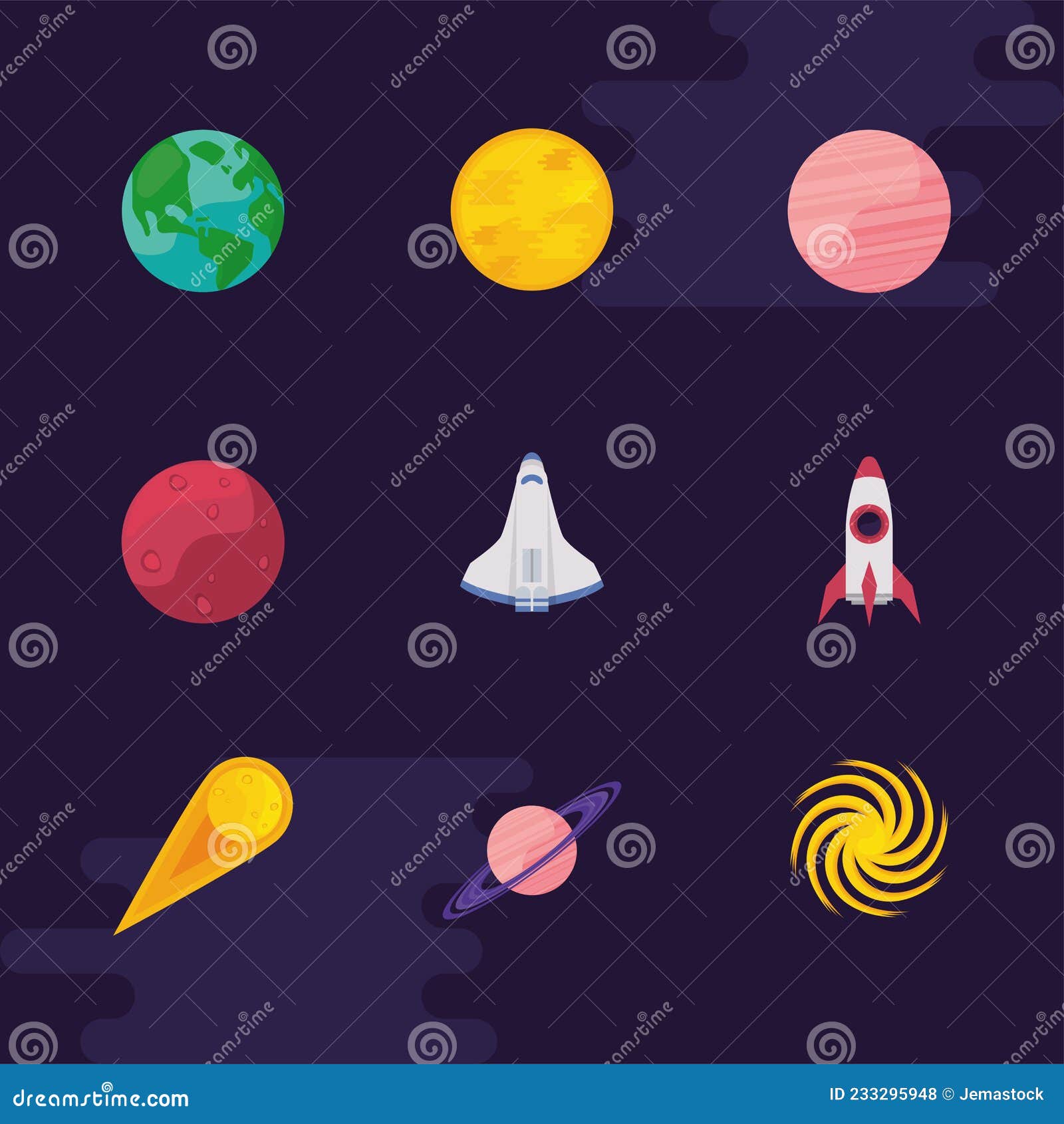 Nine universe space icons stock vector. Illustration of orbital - 233295948