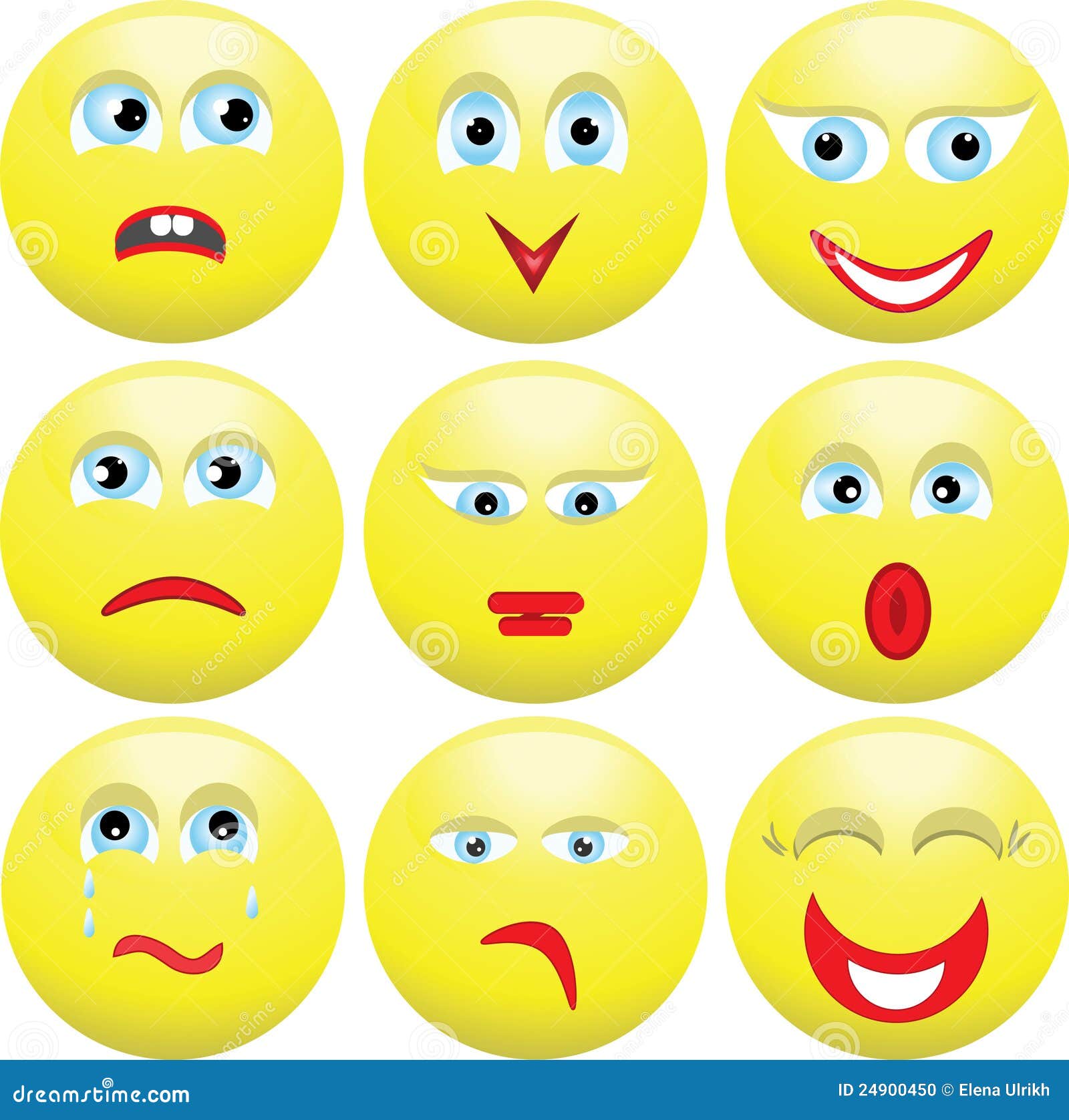Nine Varied Expressions of Persons. Smilies Stock Vector - Illustration ...