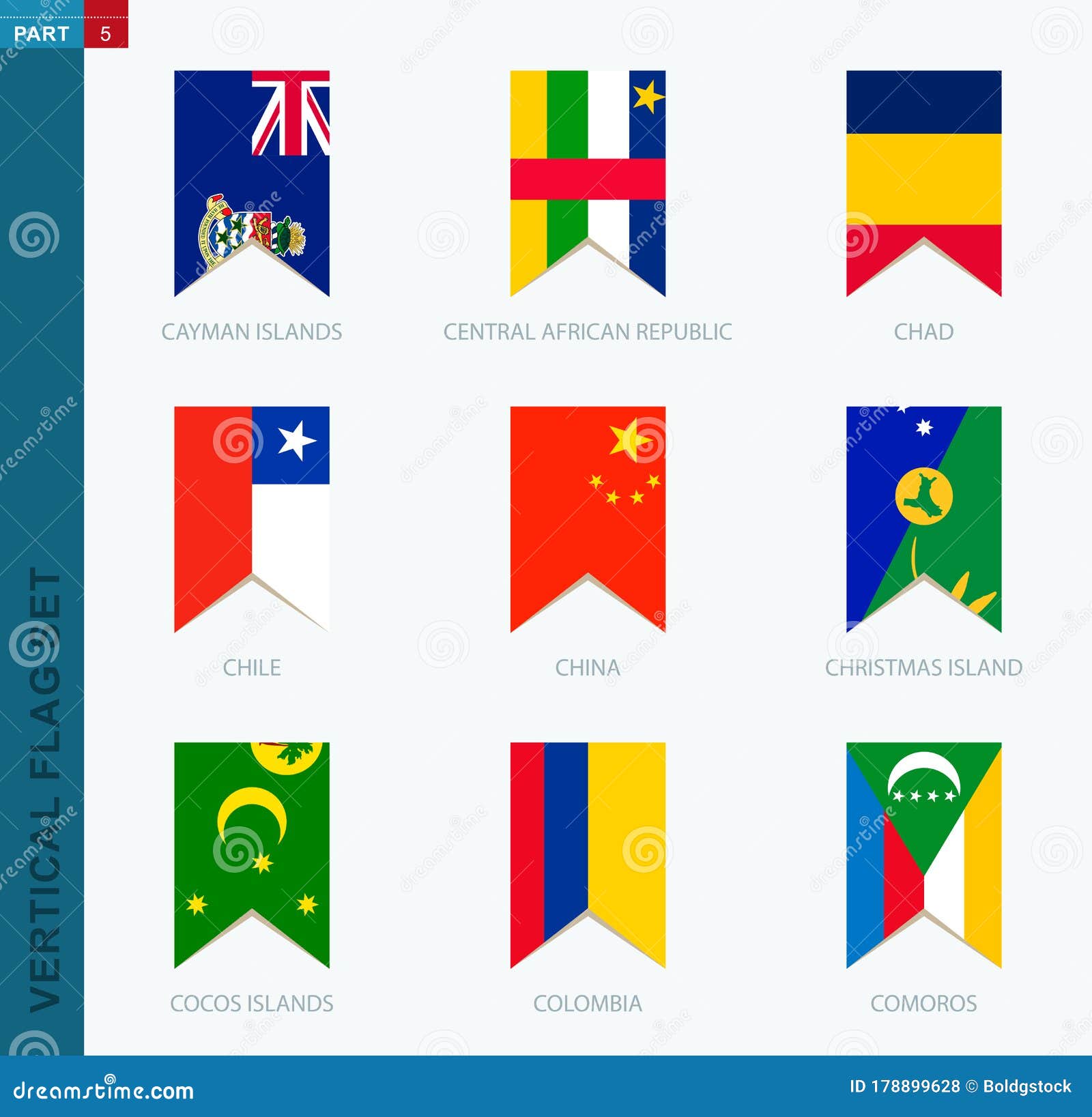 Nine Vector Vertical Flag Set. Vertical Icon with Flag Stock Vector ...