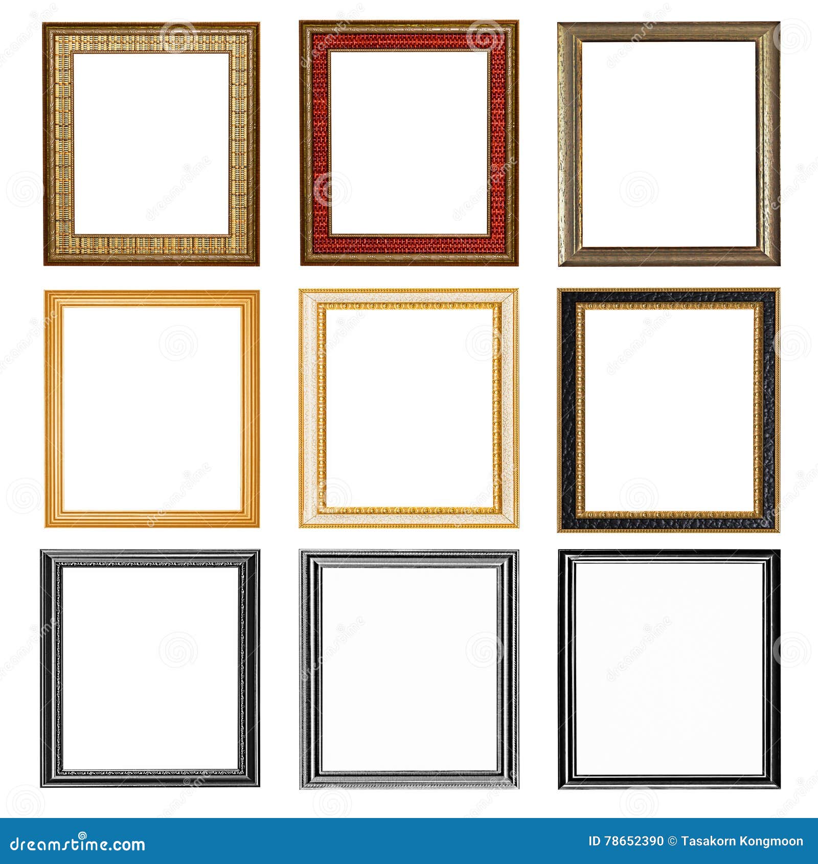 Nine Wooden Frames Isolated on White Stock Photo - Image of gallery ...