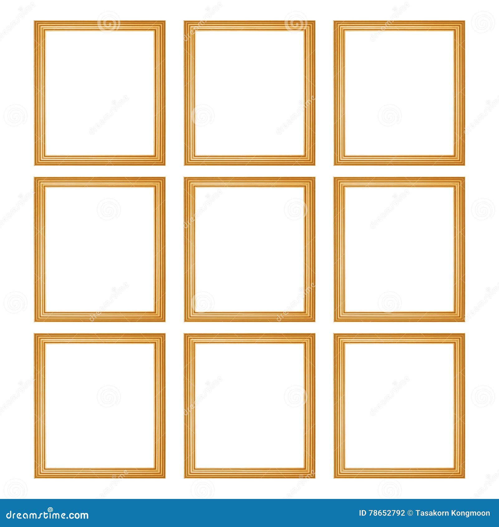 Nine Wooden Frames Isolated on White Stock Photo - Image of combination ...