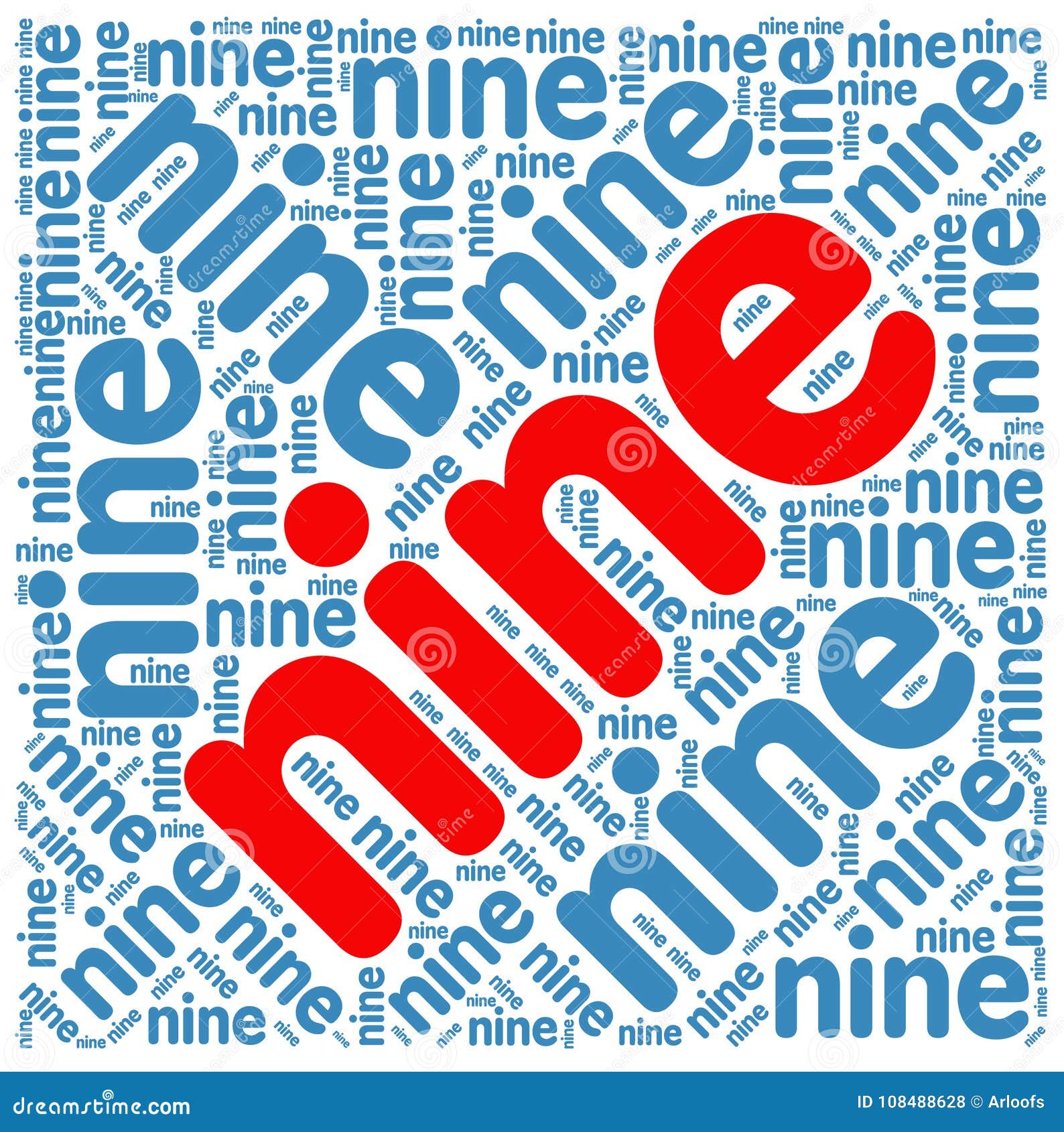 Nine Word Cloud stock vector. Illustration of nine, unit - 108488628