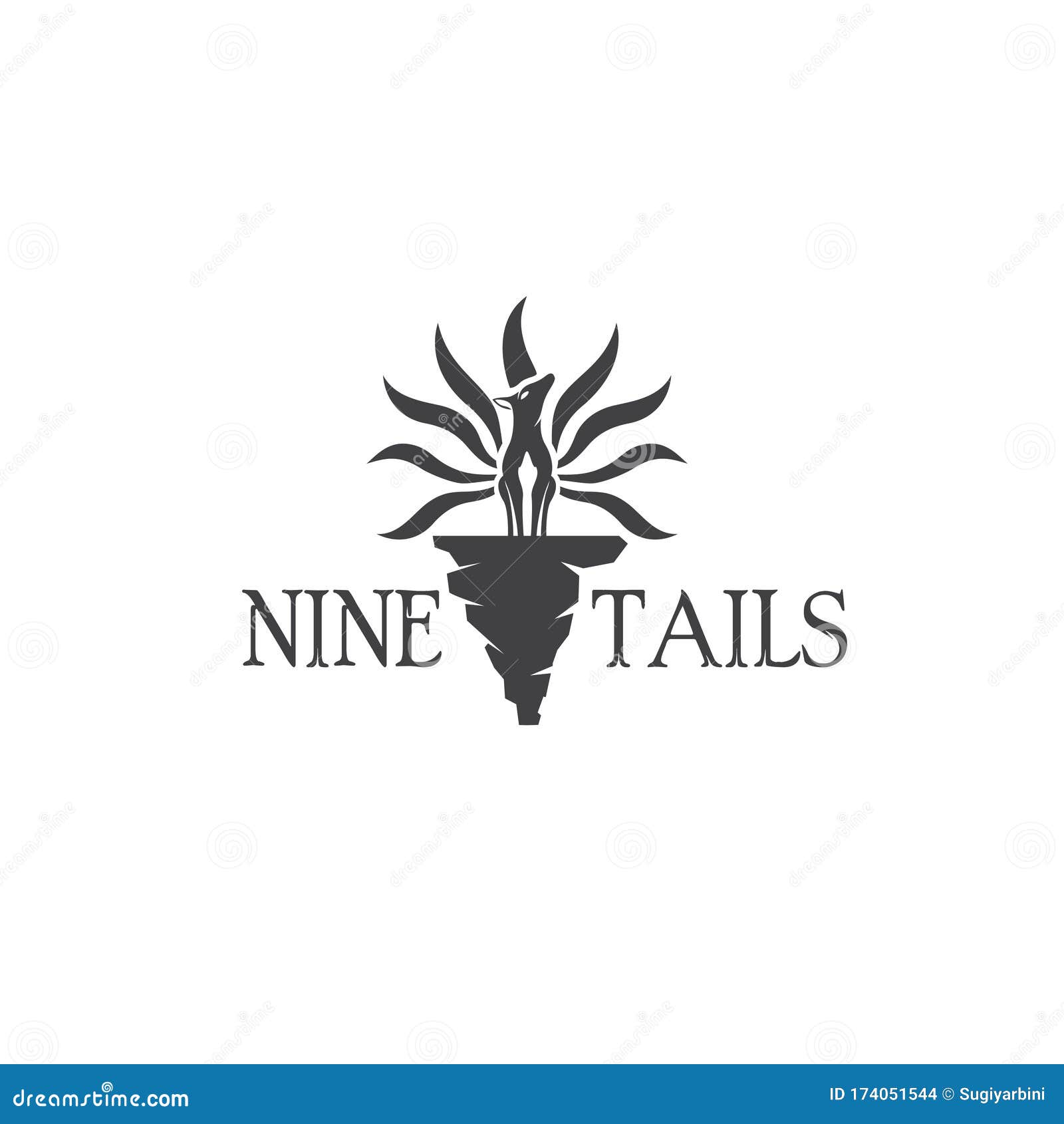 Ninetails fox stock vector. Illustration of element - 174051544