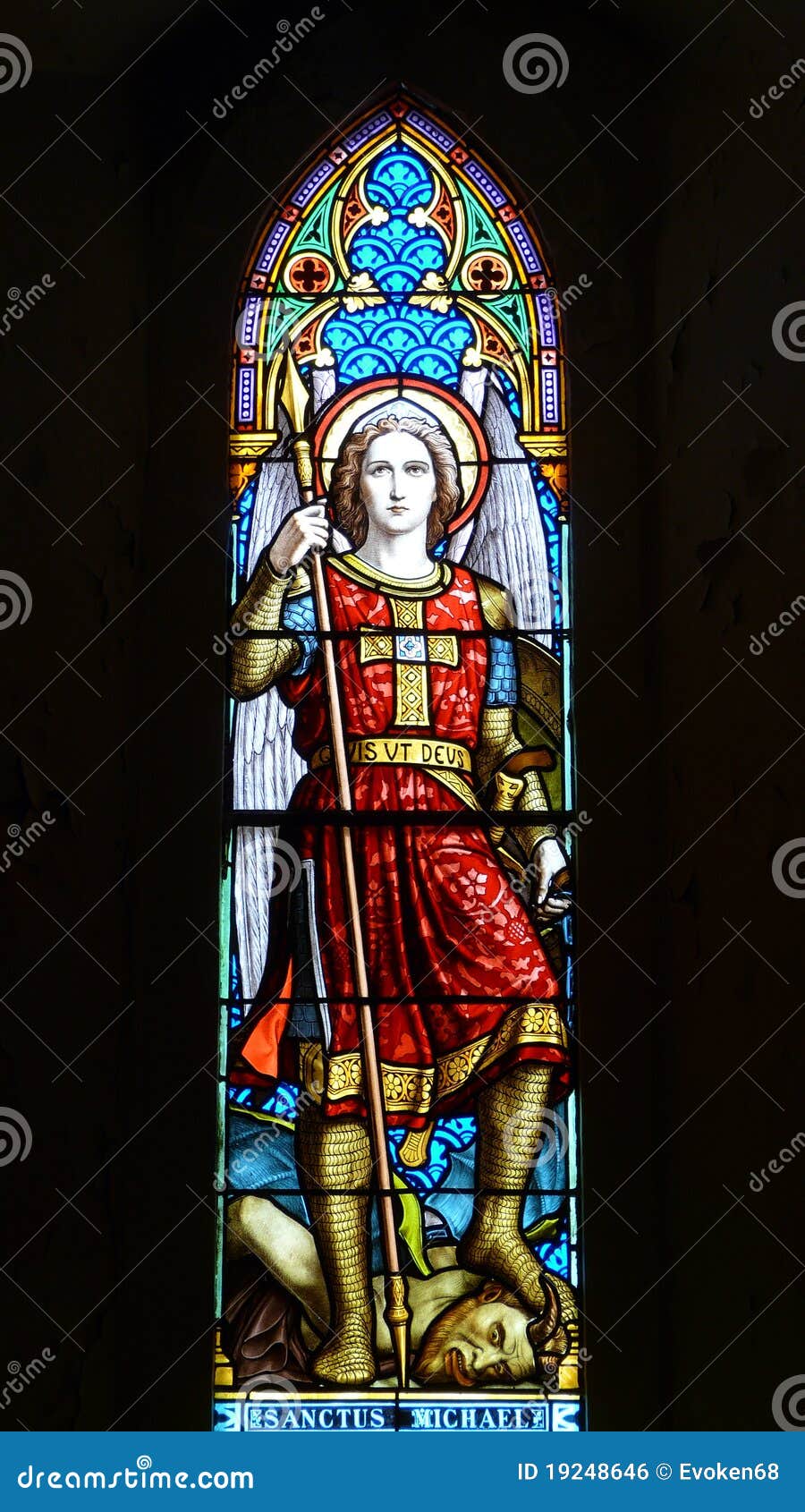 Nineteenth Century Church Window Saint Michael Stock Photo - Image of ...