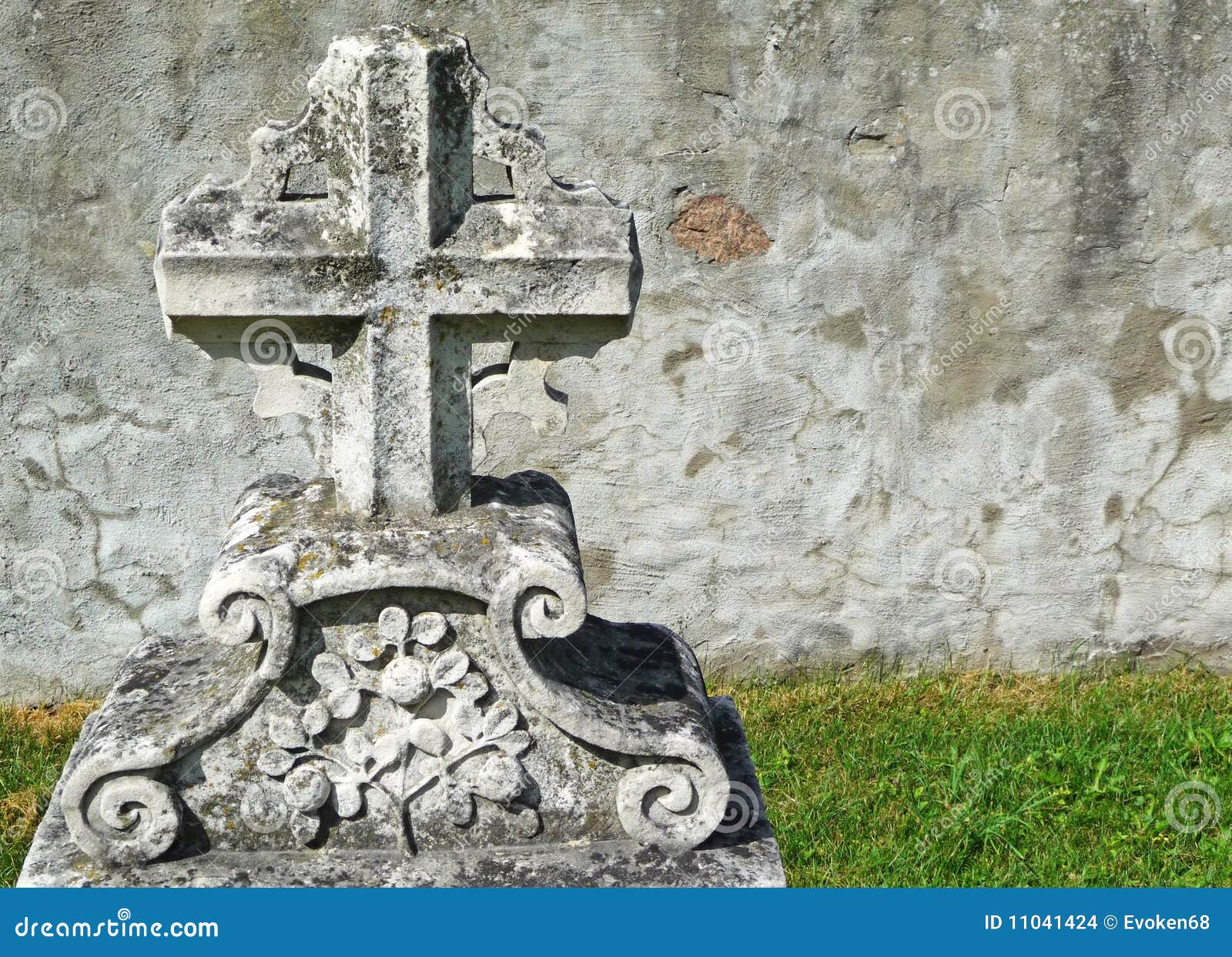 Nineteenth Century Gravestone with Stone Wall Stock Photo - Image of ...