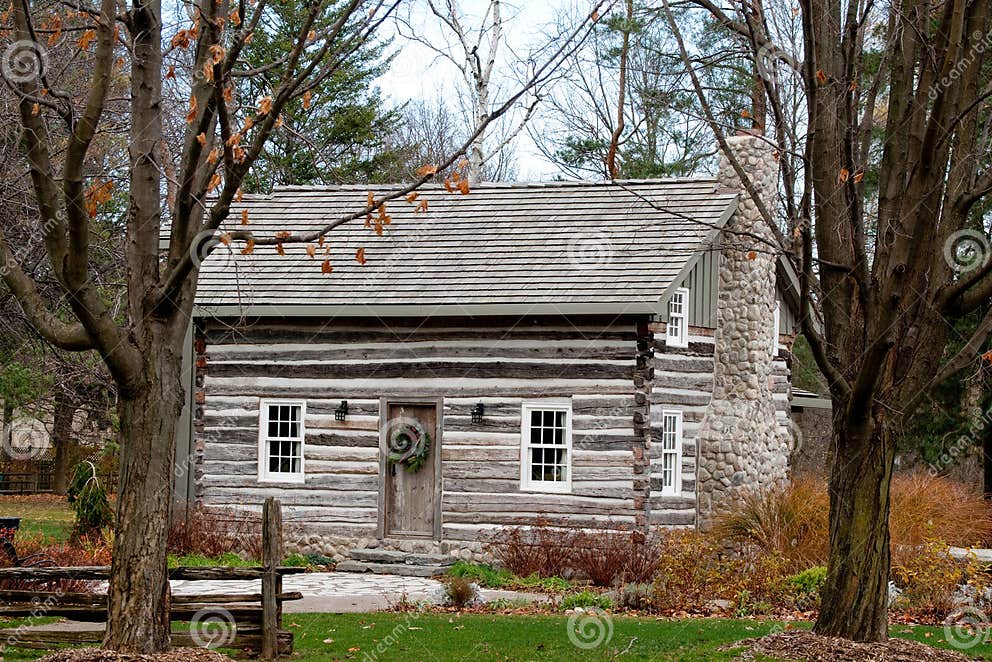 Nineteenth Century Log Cabin Stock Image - Image of rustic, trees: 11982589