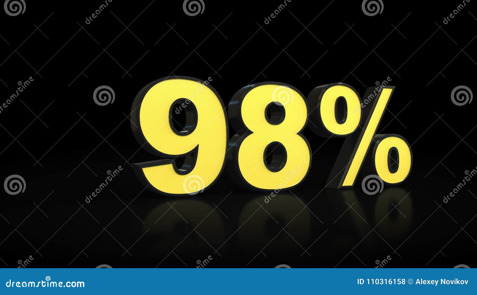 Ninety-eight 98 Percent 3D Rendering Stock Illustration - Illustration ...