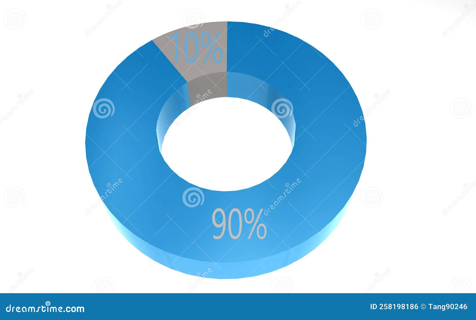 Ninety Percent Blue Round Pie Chart Stock Illustration - Illustration ...