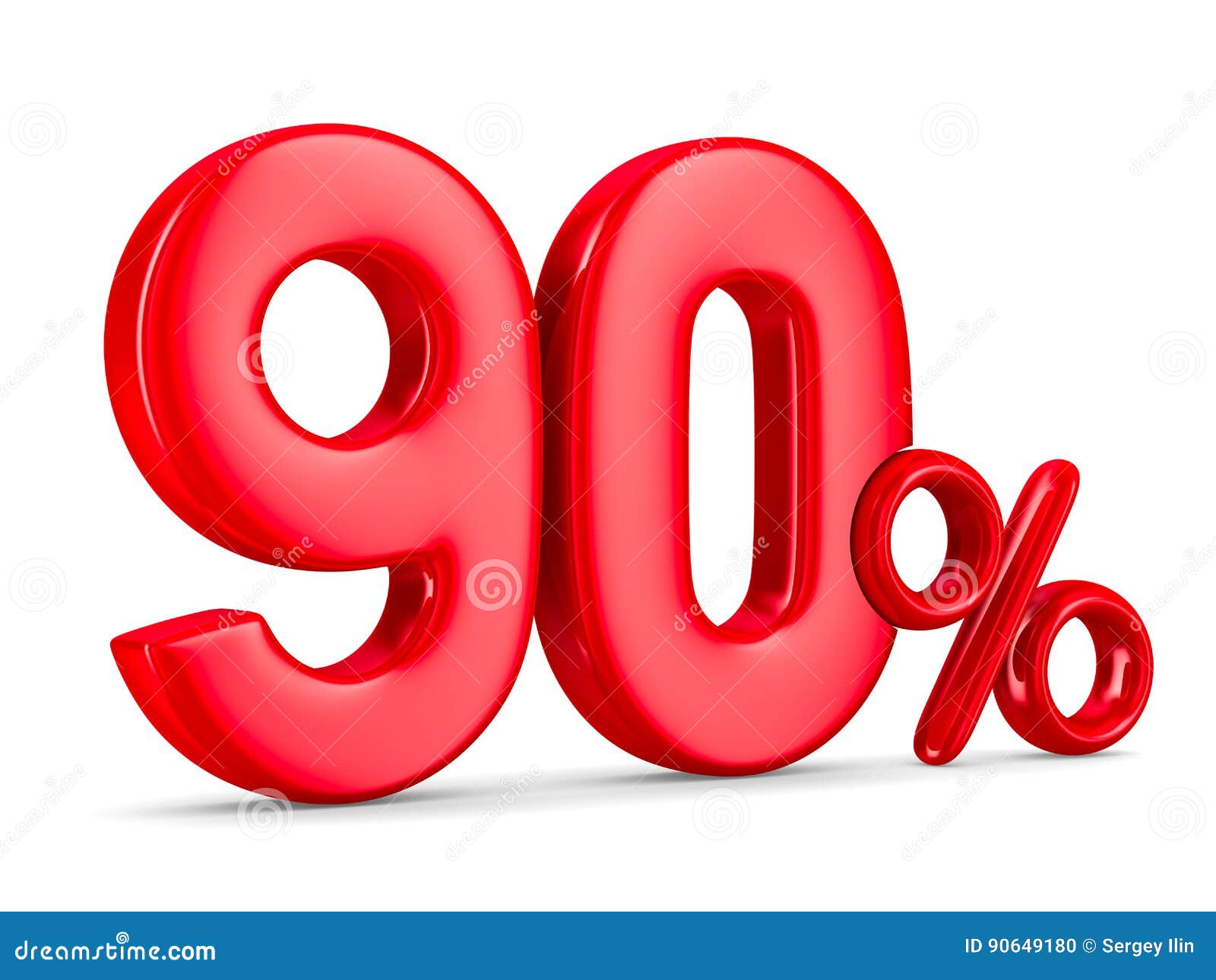 Ninety Percent on White Background. Isolated 3D Stock Illustration ...