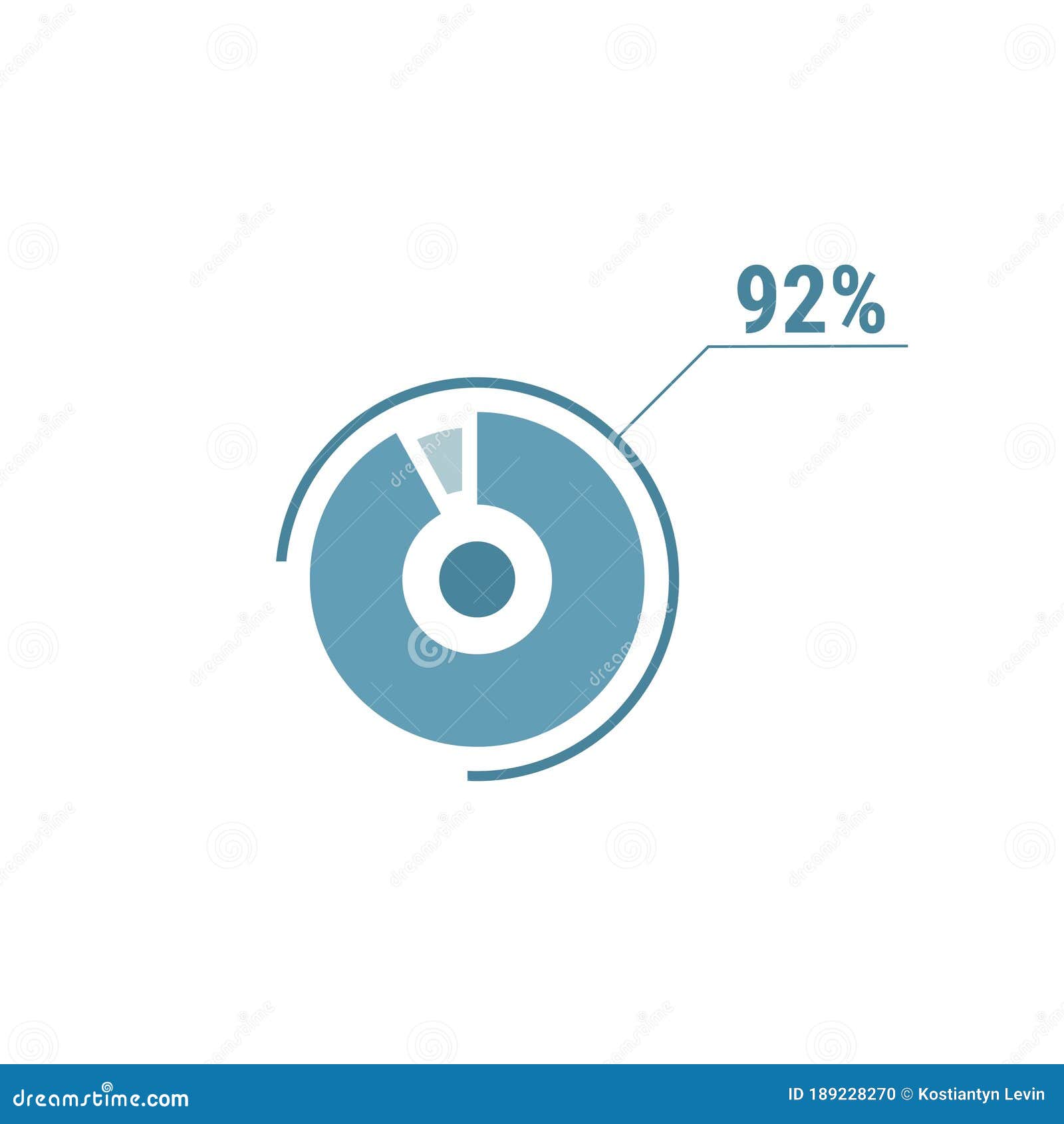 Ninety Two Percent Chart, 92 Percent Circle Diagram, Vector Design ...