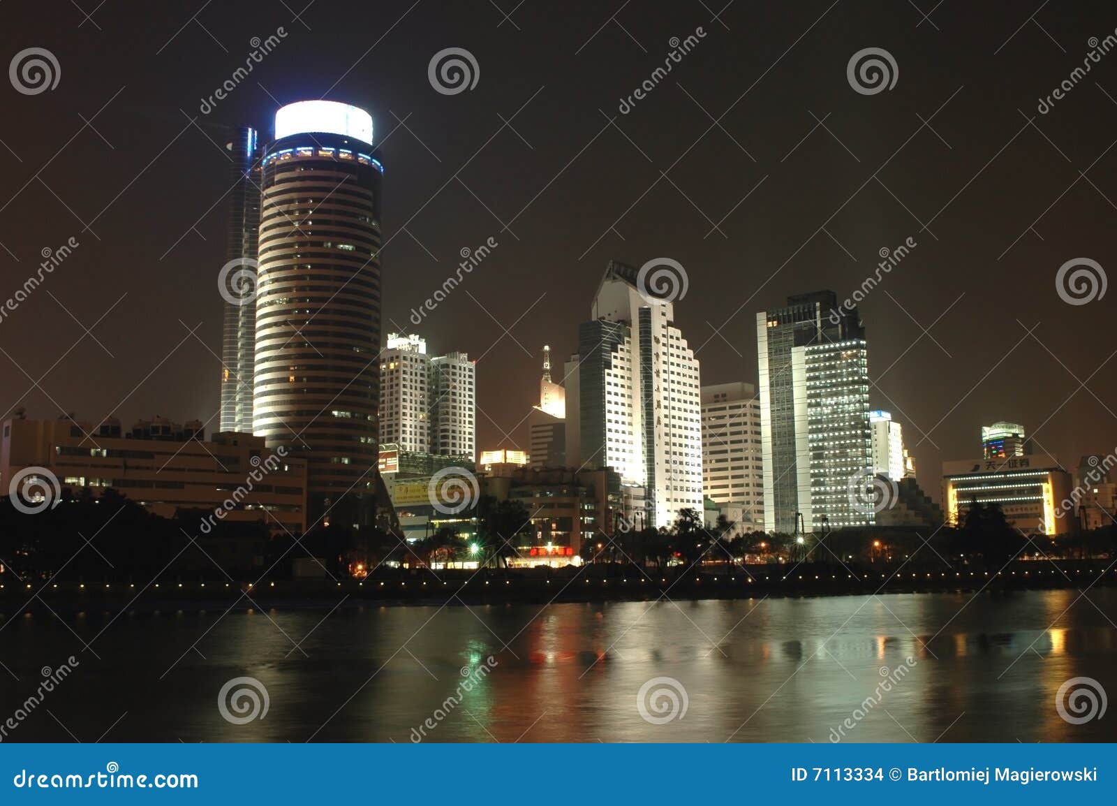 Ningbo cityscape by night stock photo. Image of architecture - 7113334