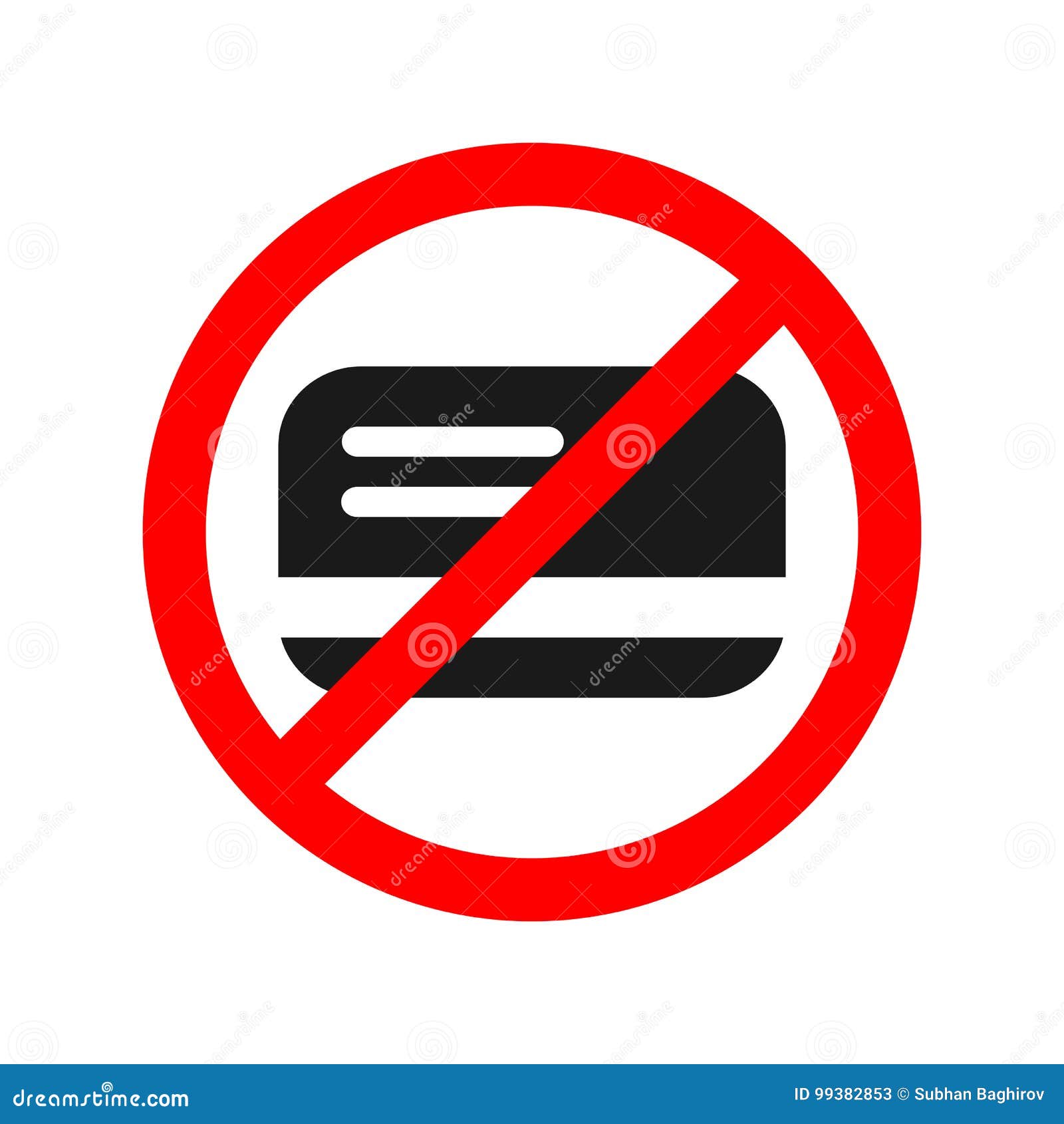 Ninguna Muestra Permitida Tarjeta Solamente Efectivo Ilustración del ...