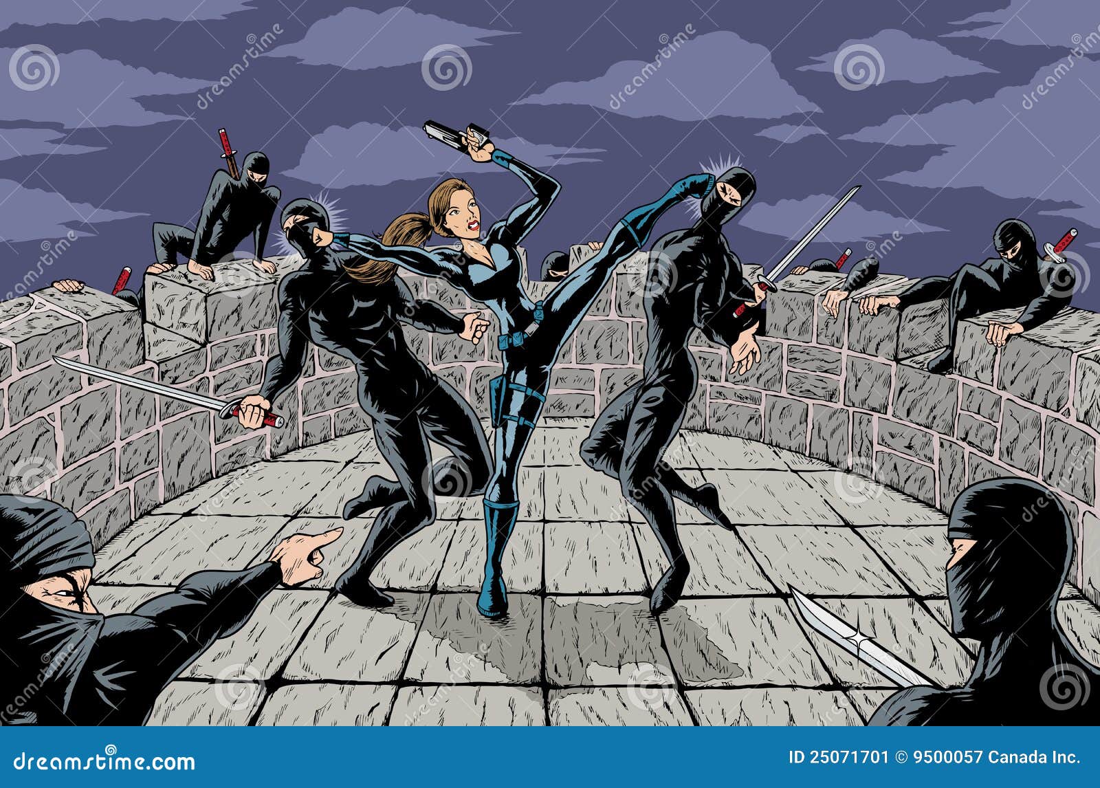 Ninja Climbing Grappling Hook Icon, Cartoon Style Vector Illustration ...