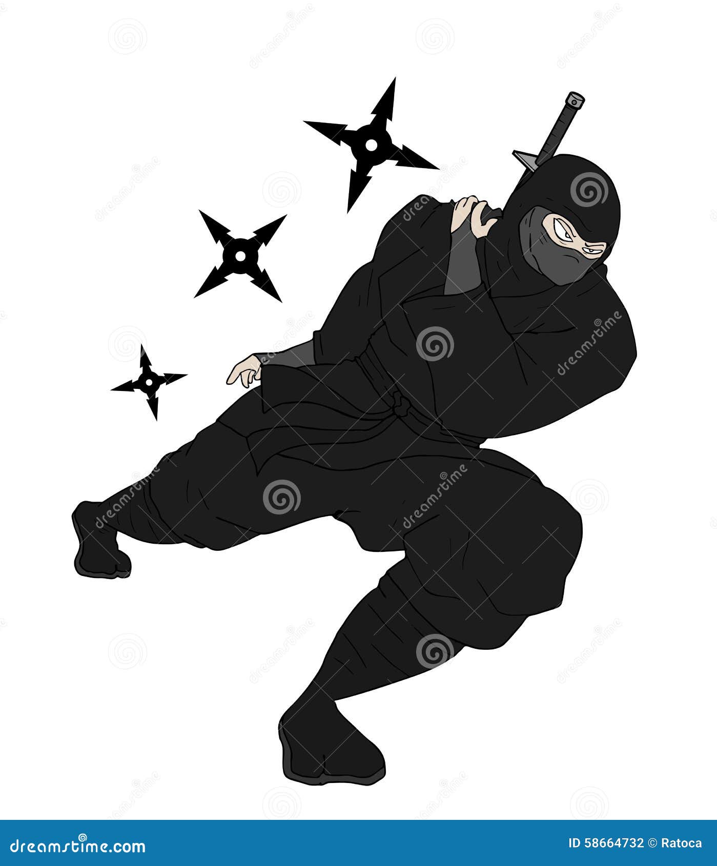 Ninja attack stock vector. Illustration of mask, shadow - 58664732