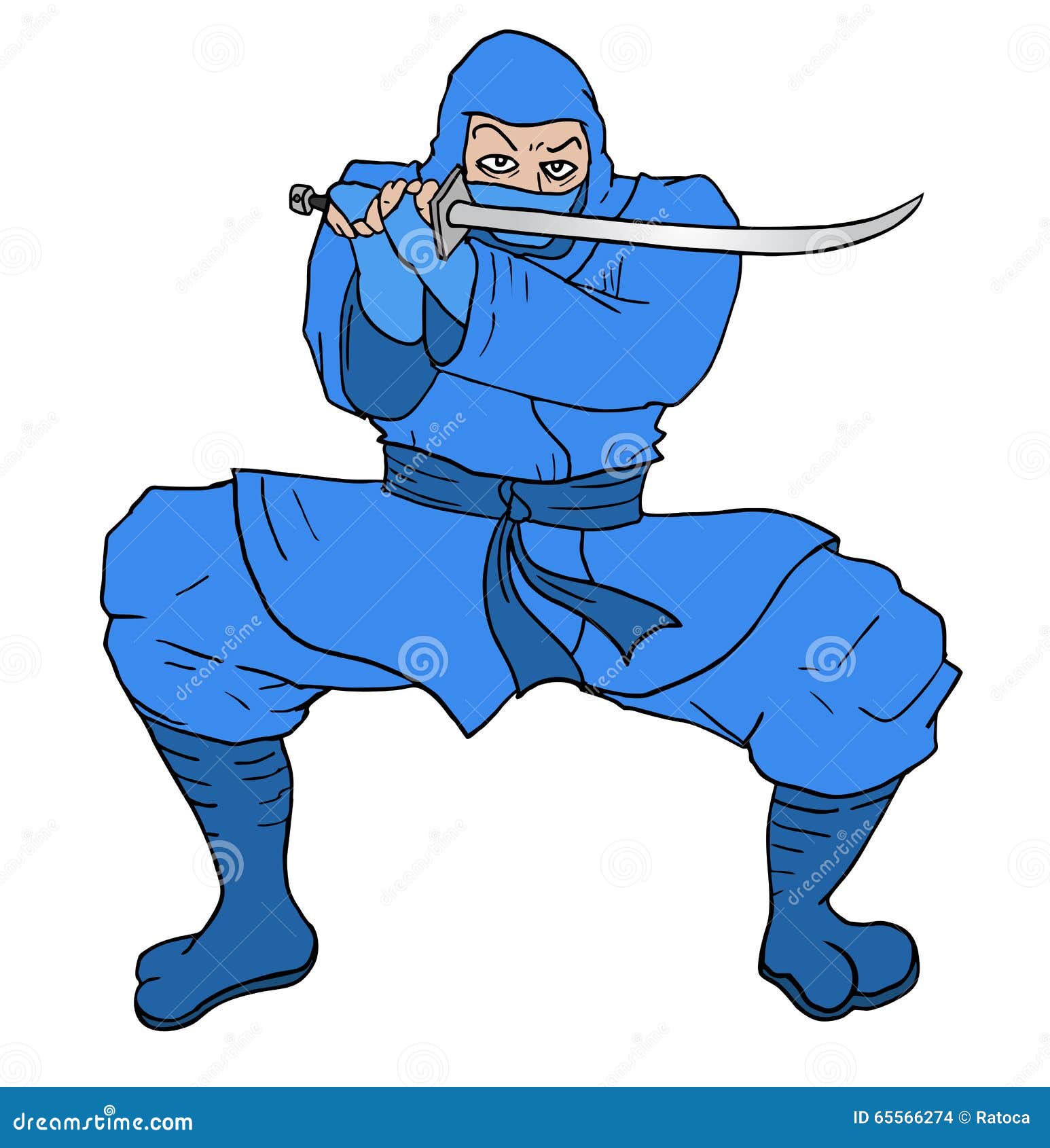 Ninja azul ilustração do vetor. Ilustração de perigo - 65566274