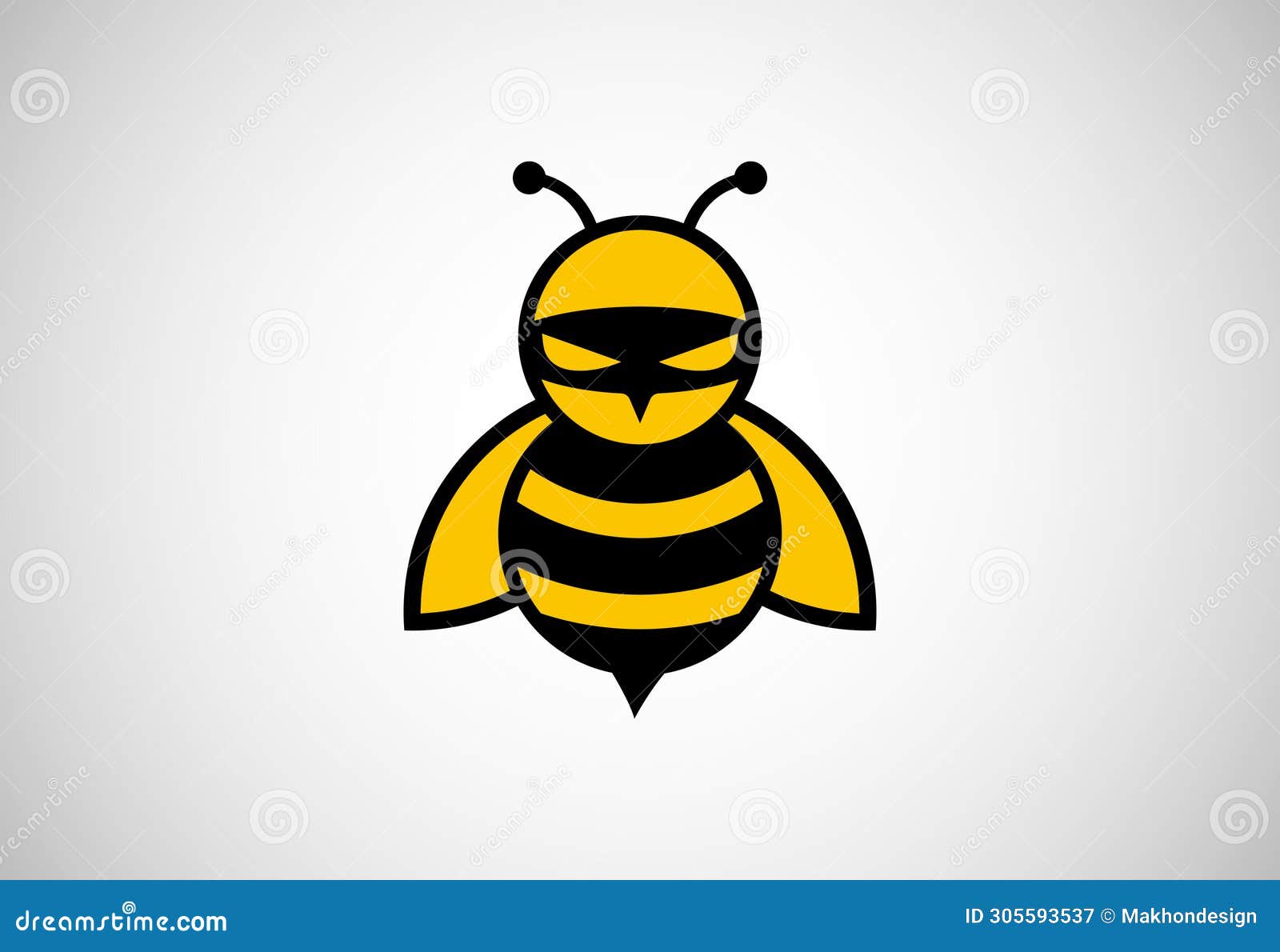 Ninja Bee Logo Design Vector Template Stock Vector - Illustration of ...
