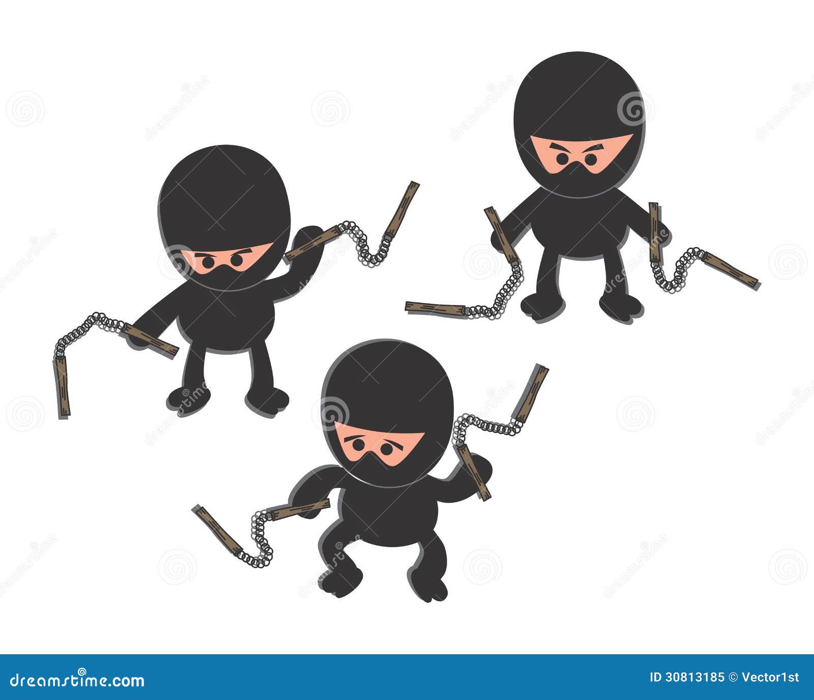 Ninja black cartoon set stock vector. Illustration of element - 30813185