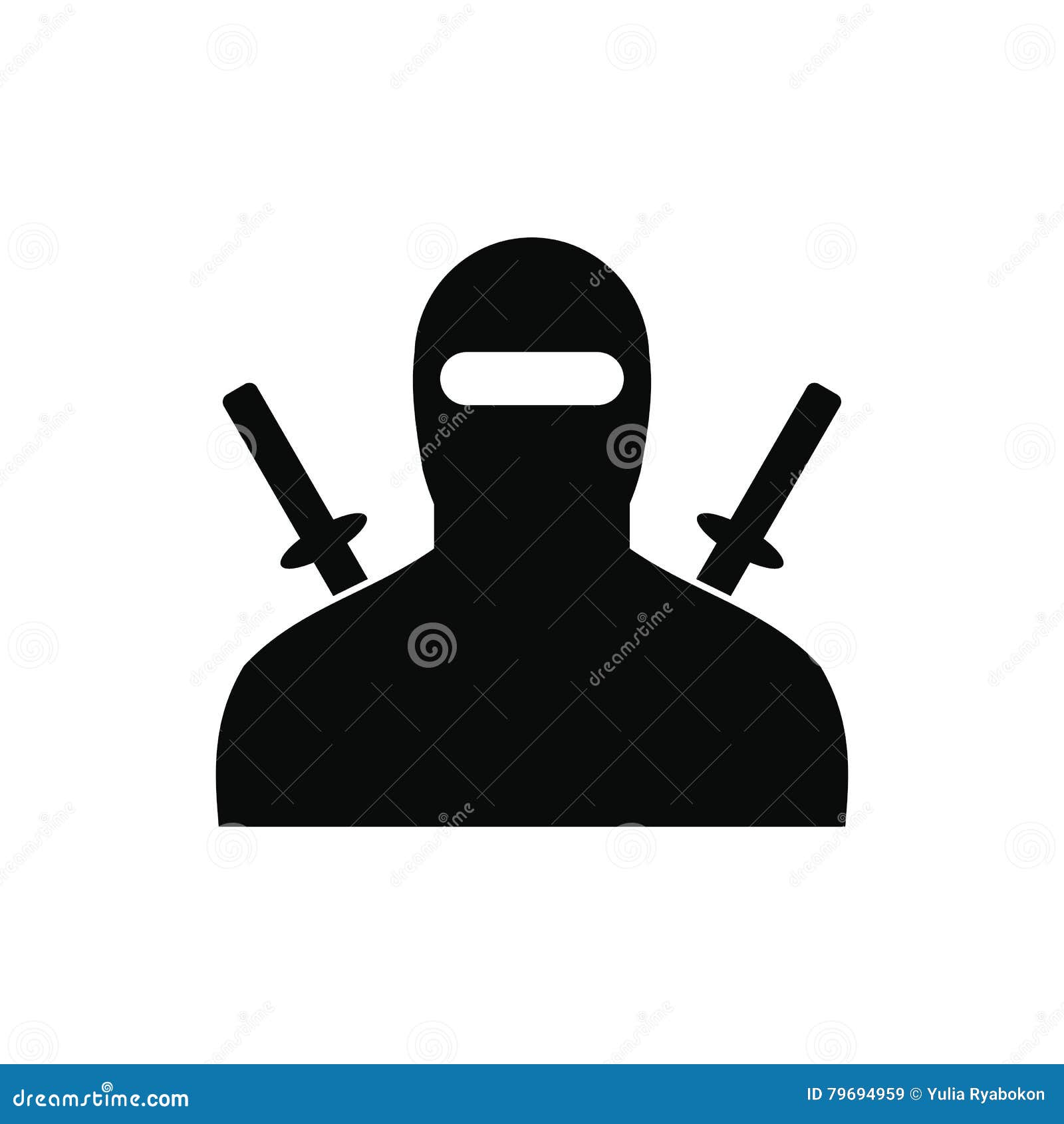 Ninja In Black Clothes And Mask Icon, Flat Style Vector Illustration ...