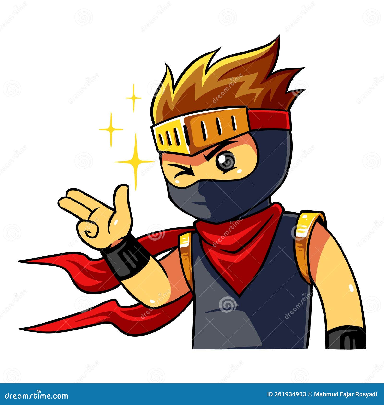 Ninja Boy Greetings Pose stock illustration. Illustration of greetings ...