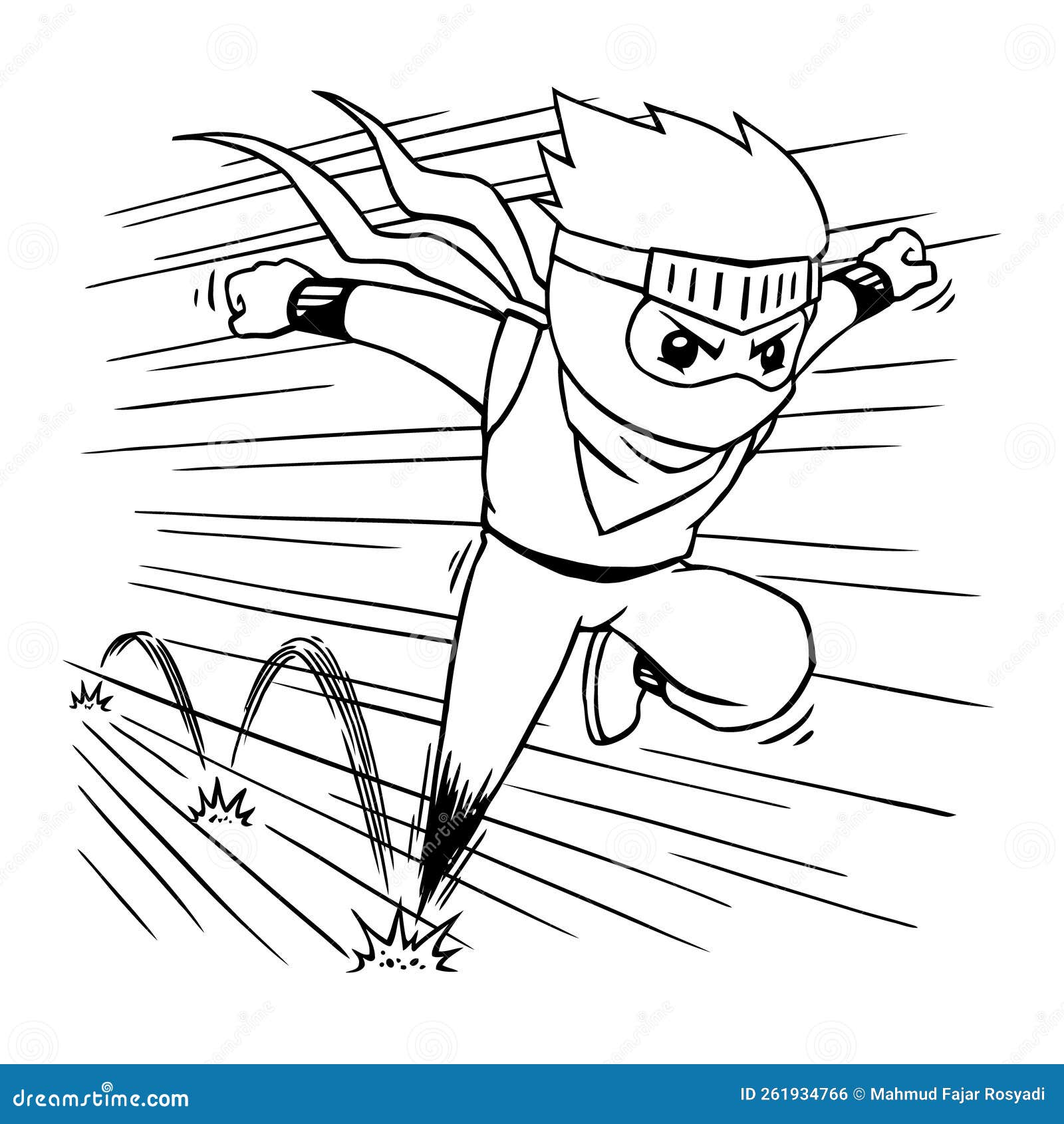 Ninja Boy Quick Dash BW stock illustration. Illustration of veil ...