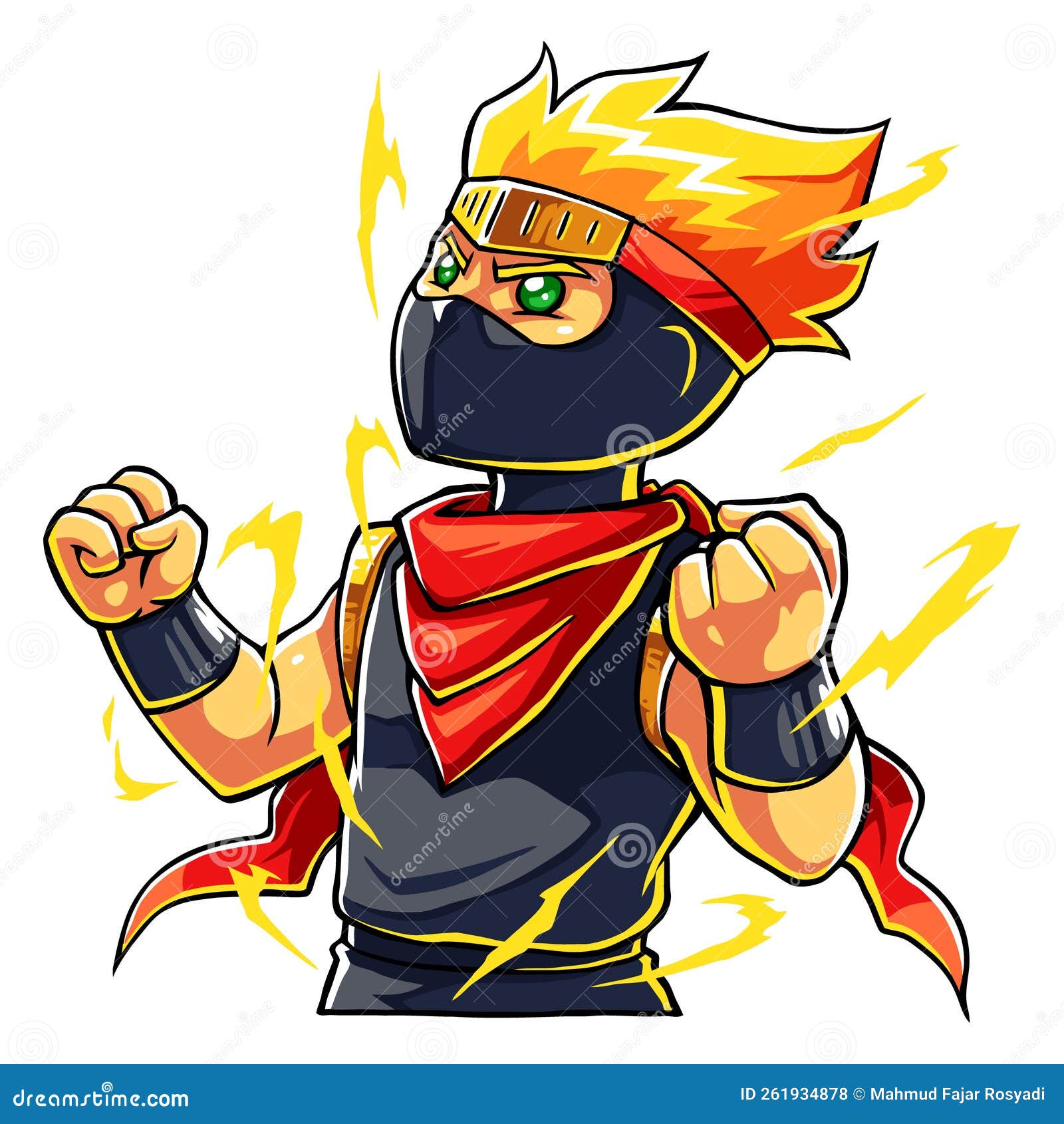 Ninja Boy Super Power Up stock illustration. Illustration of power ...