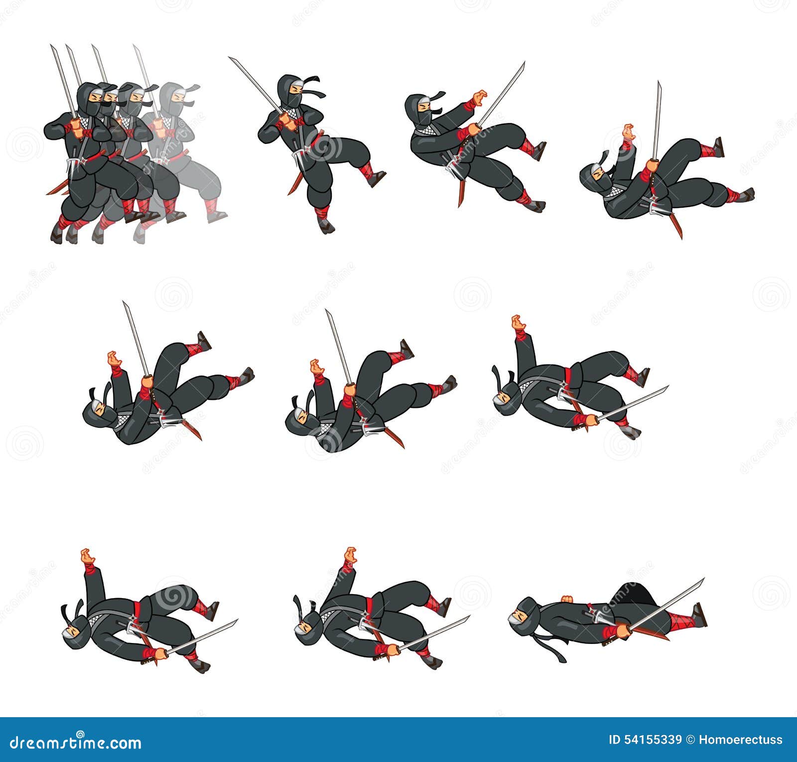 Ninja Cat Game Sprite stock illustration. Illustration of muskeeter ...