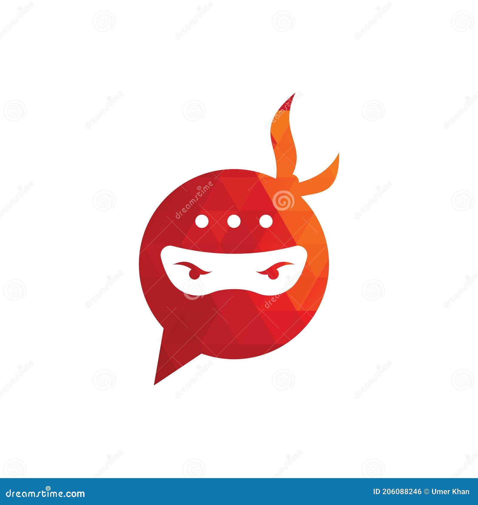 Ninja Chat Logo Design Template. Stock Vector - Illustration of ...