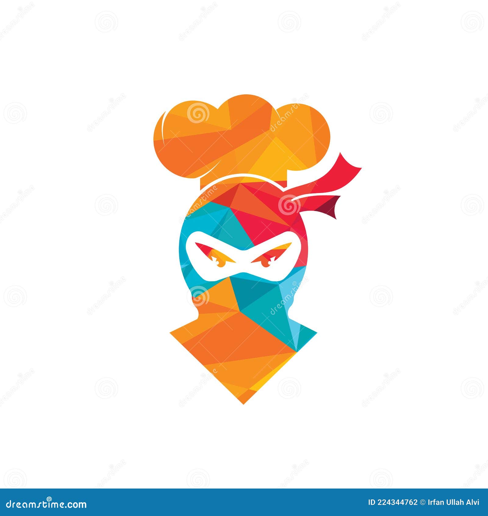 Ninja Chef Vector Logo Design Template. Stock Vector - Illustration of ...