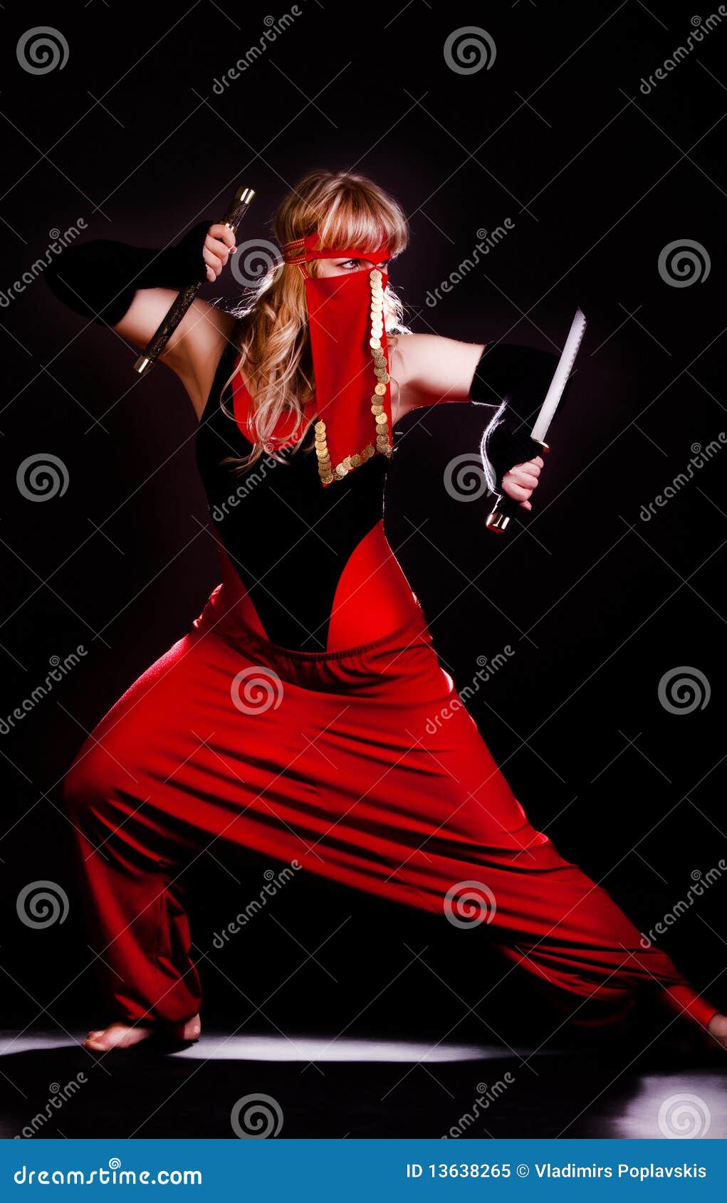 Ninja in combat position stock image. Image of cute, dancer - 13638265