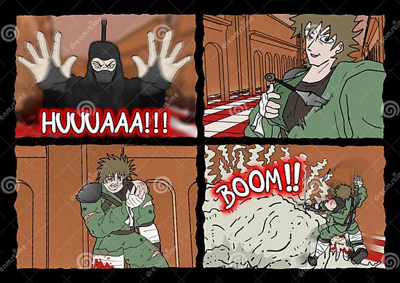 Ninja comic scene stock illustration. Illustration of sketch - 63366973
