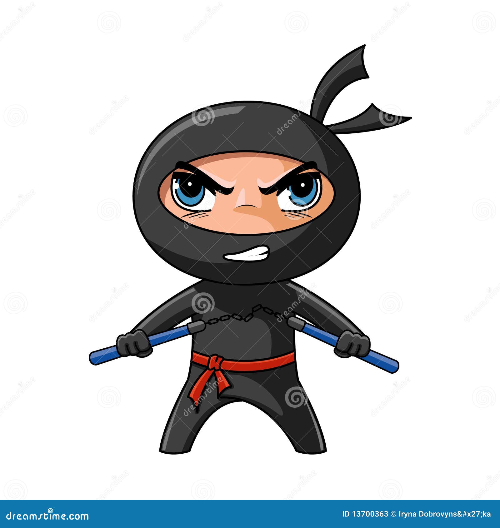 Ninja con nunchaku ilustración del vector. Ilustración de arma - 13700363