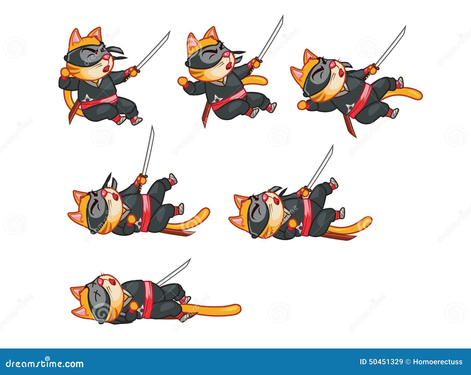 Ninja De Mort Cat Animation Sprite Illustration Stock - Illustration du ...