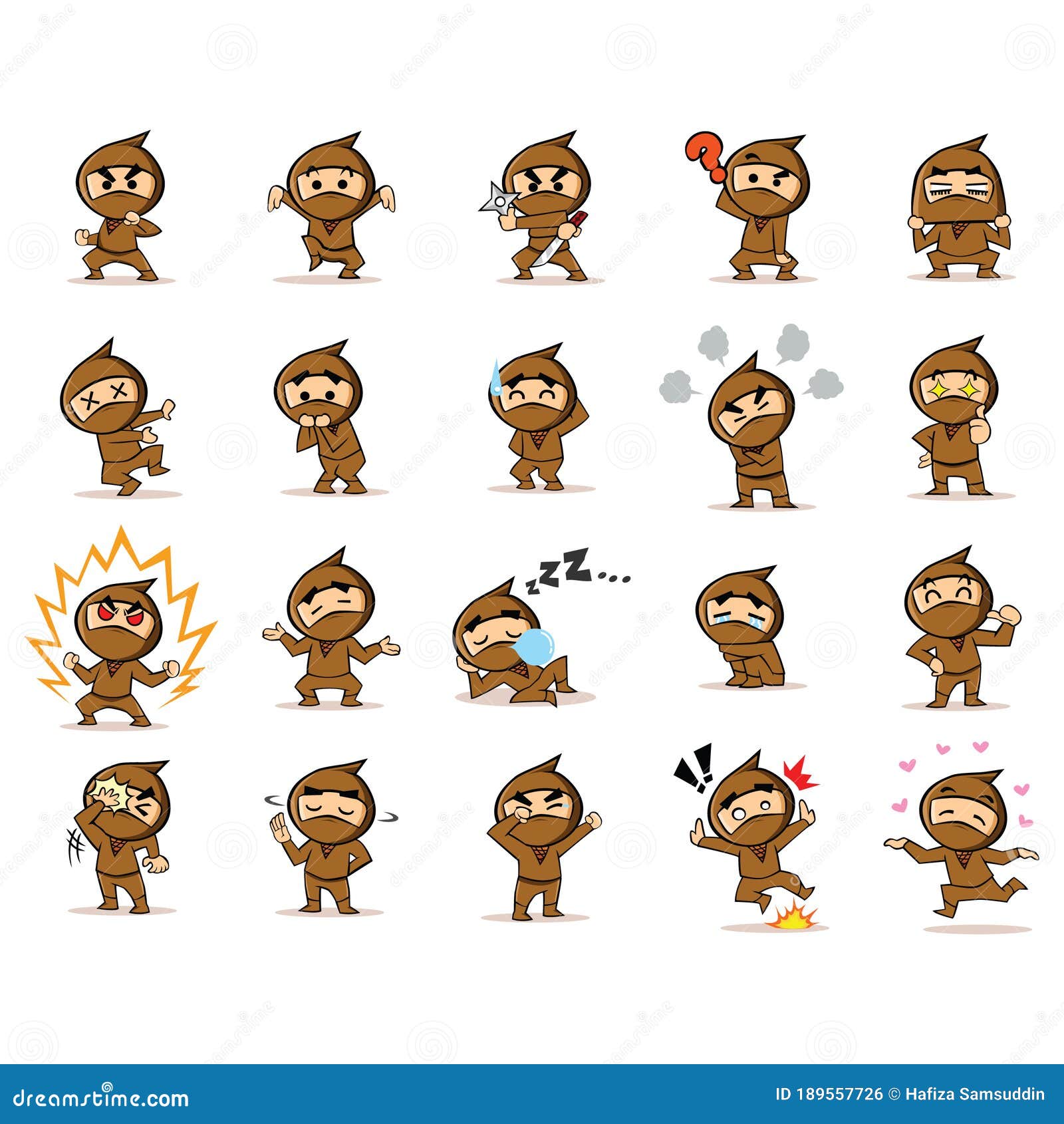 Ninja with Different Activity Poses. Vector Illustration Decorative ...