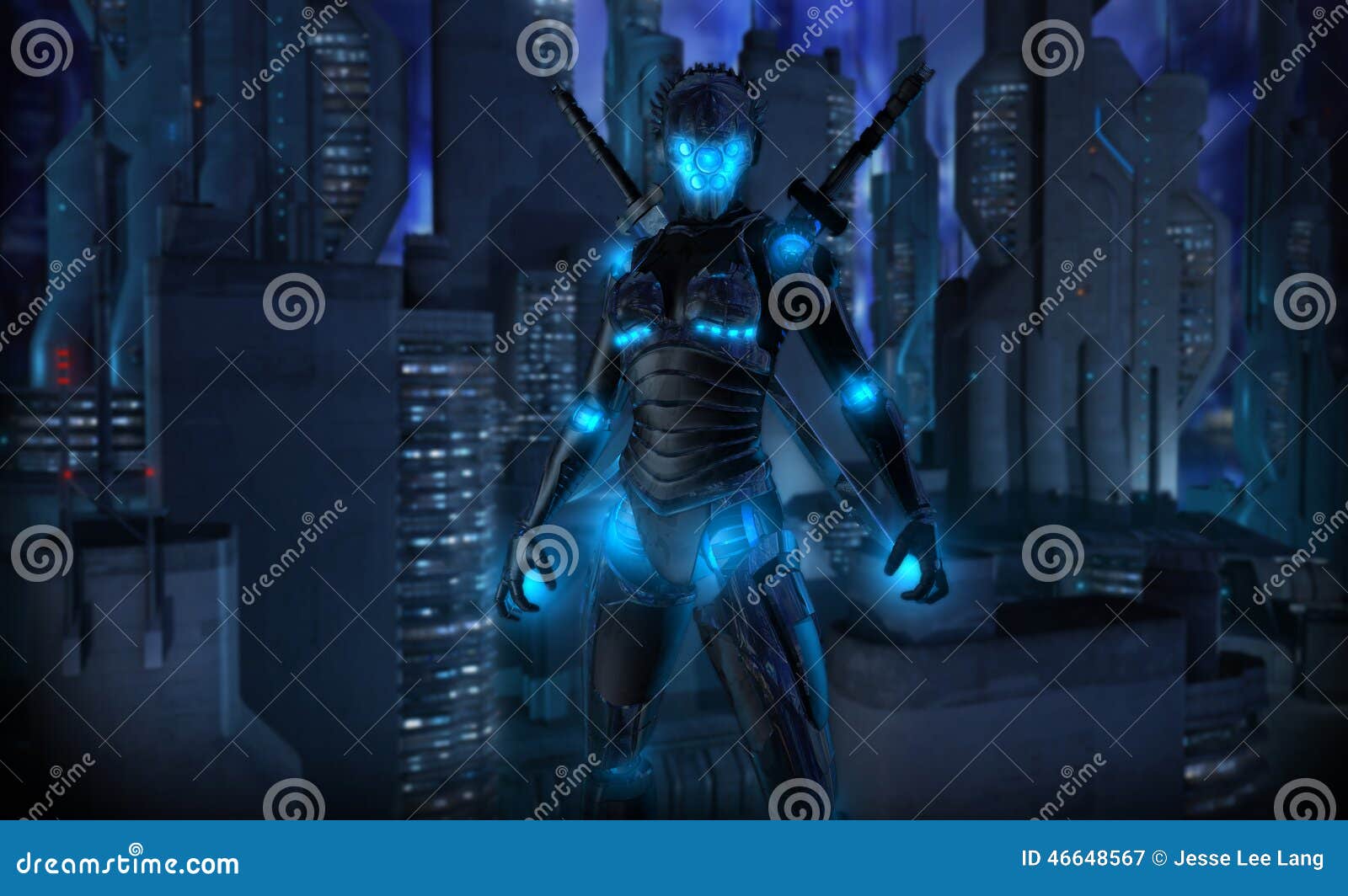 Ninja do Cyborg ilustração stock. Ilustração de cyborg - 46648567