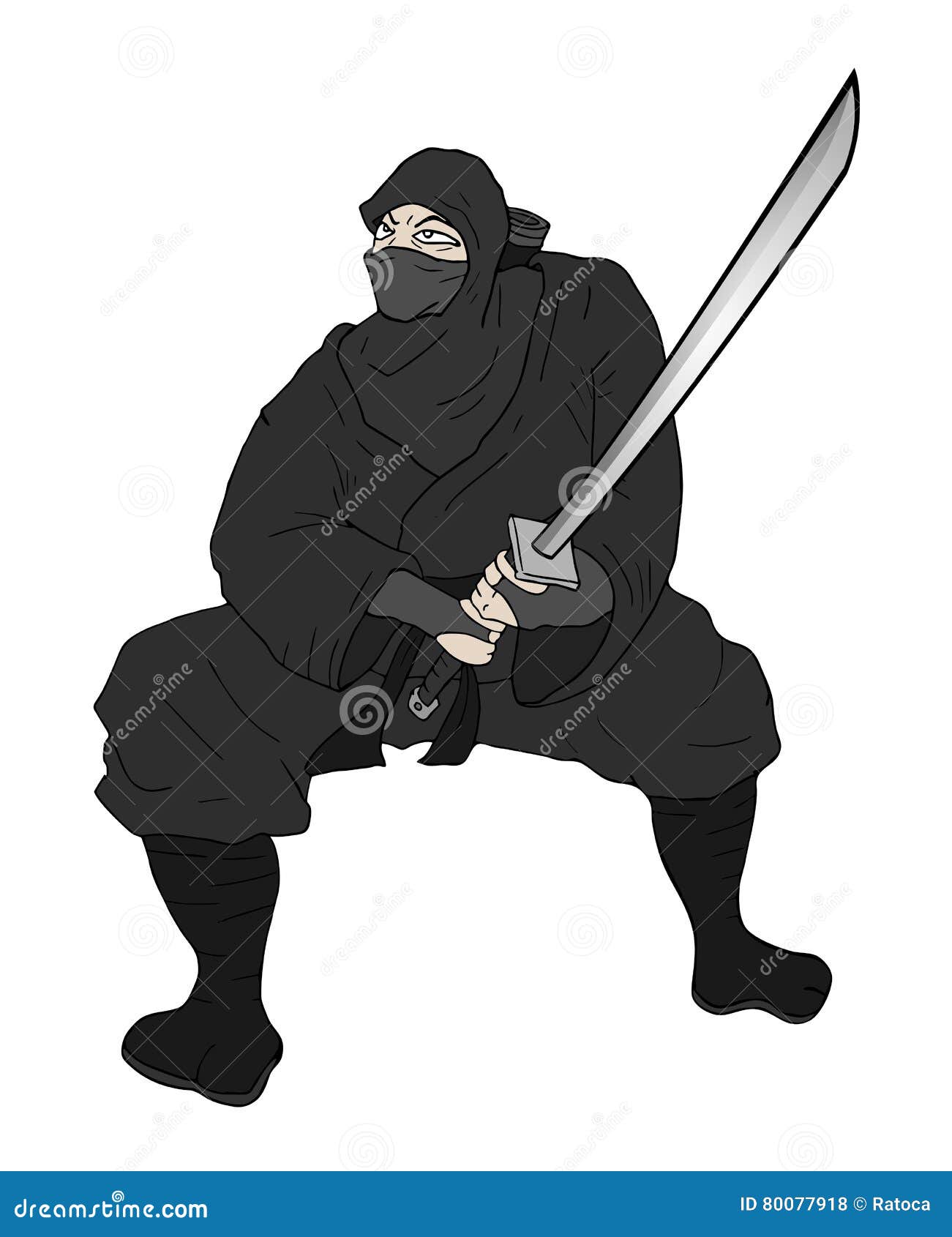 Ninja draw stock vector. Illustration of drawing, creative - 80077918