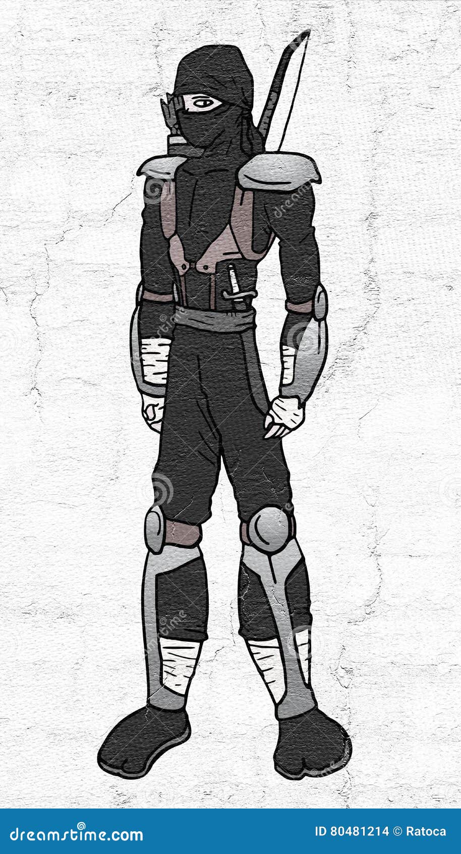 Ninja draw stock illustration. Illustration of draw, strong - 80481214